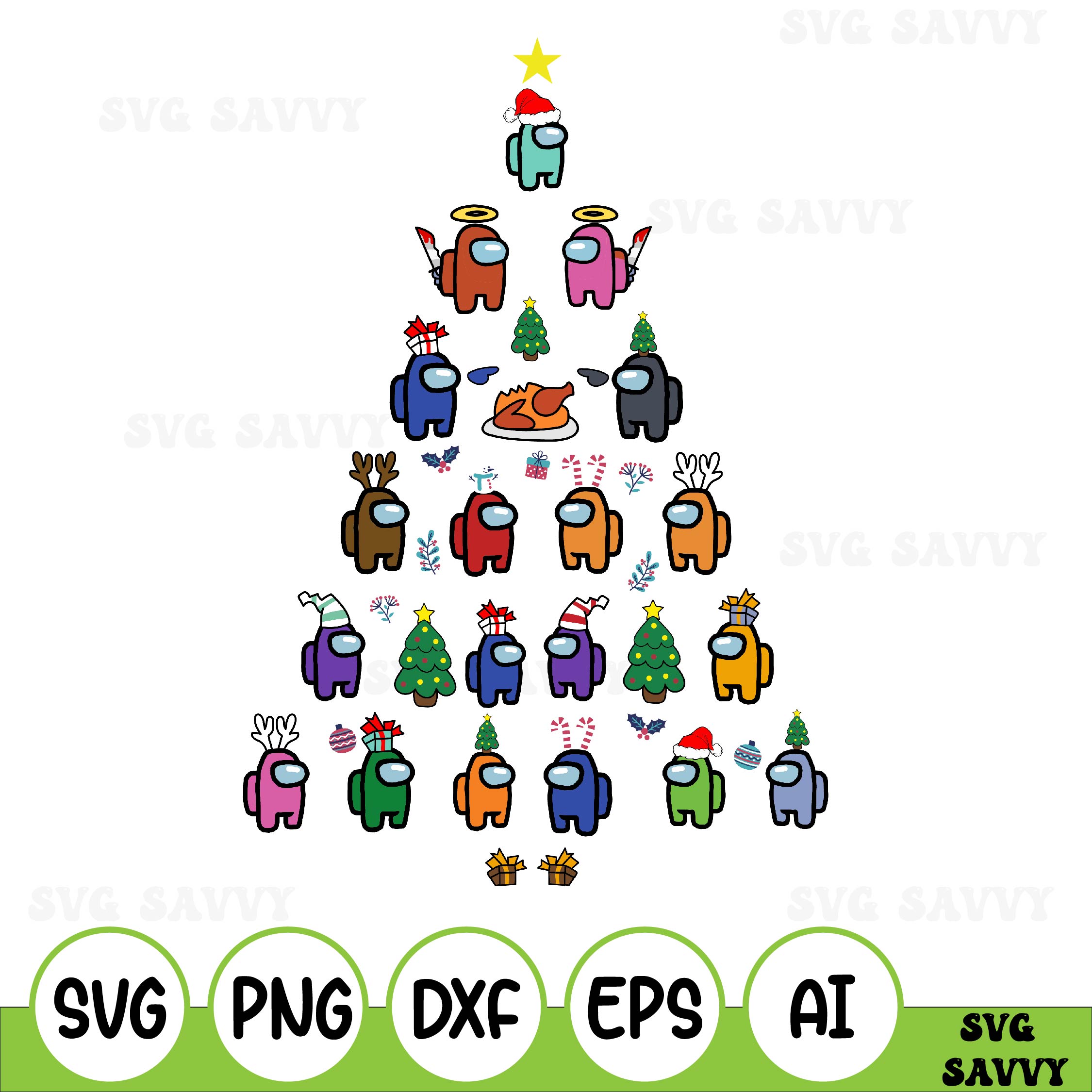 Among Us Christmas Tree SVG, Among US Bundle cut files, Game | Inspire ...