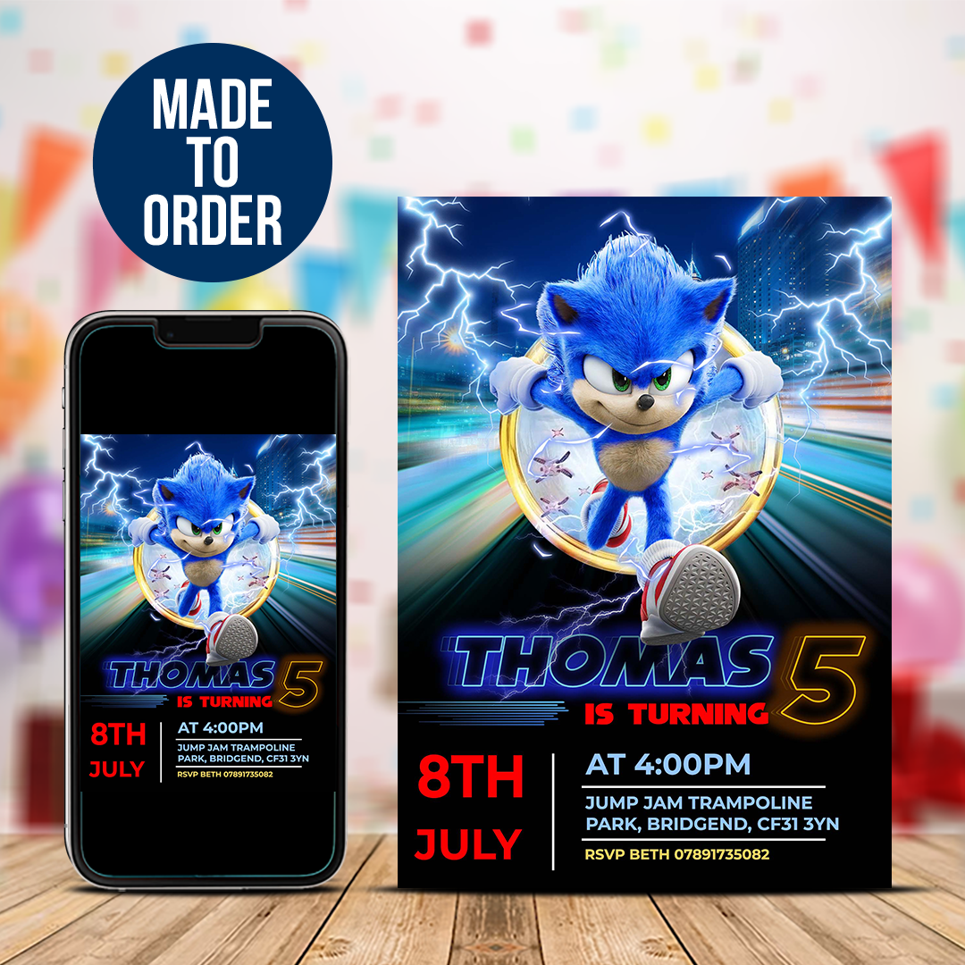 Personalize Sonic Birthday Inviation, Sonic Birthday Invitat - Inspire ...