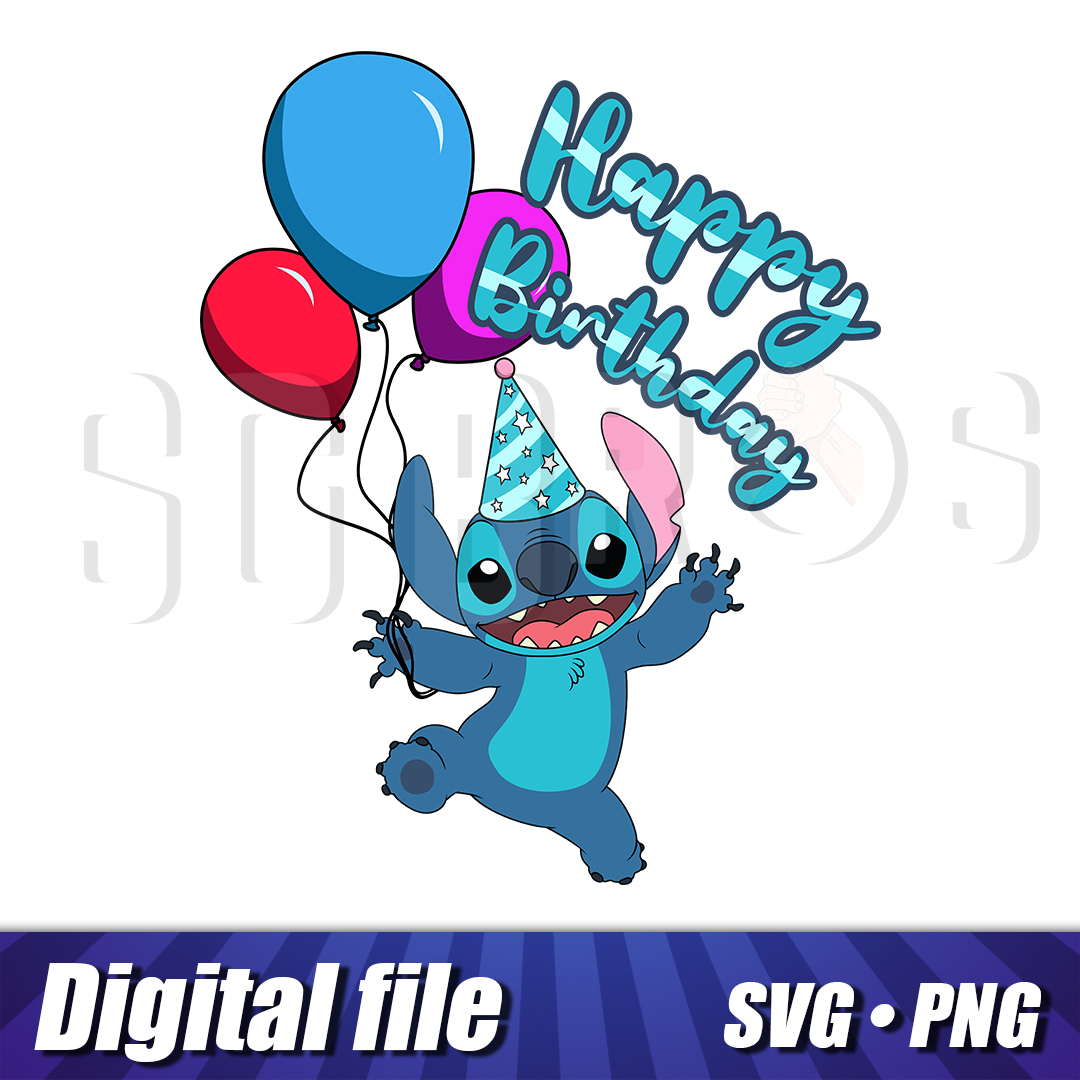Stitch Happy Birthday clipart, Svg and Png image, Vector cut - Inspire ...