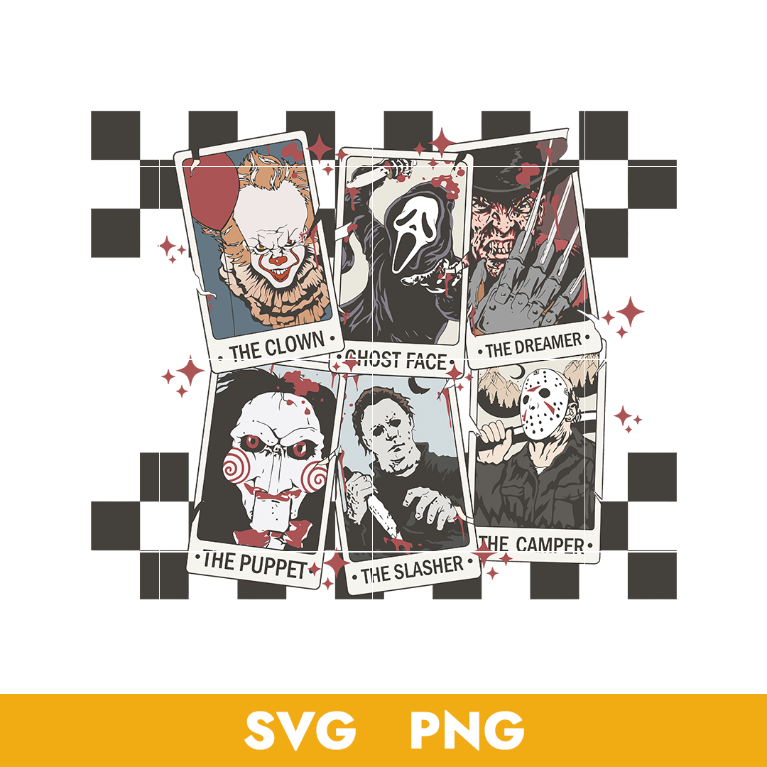 Horror Friends Tarot Card Svg, Horror Characters Tarot Card | Inspire ...