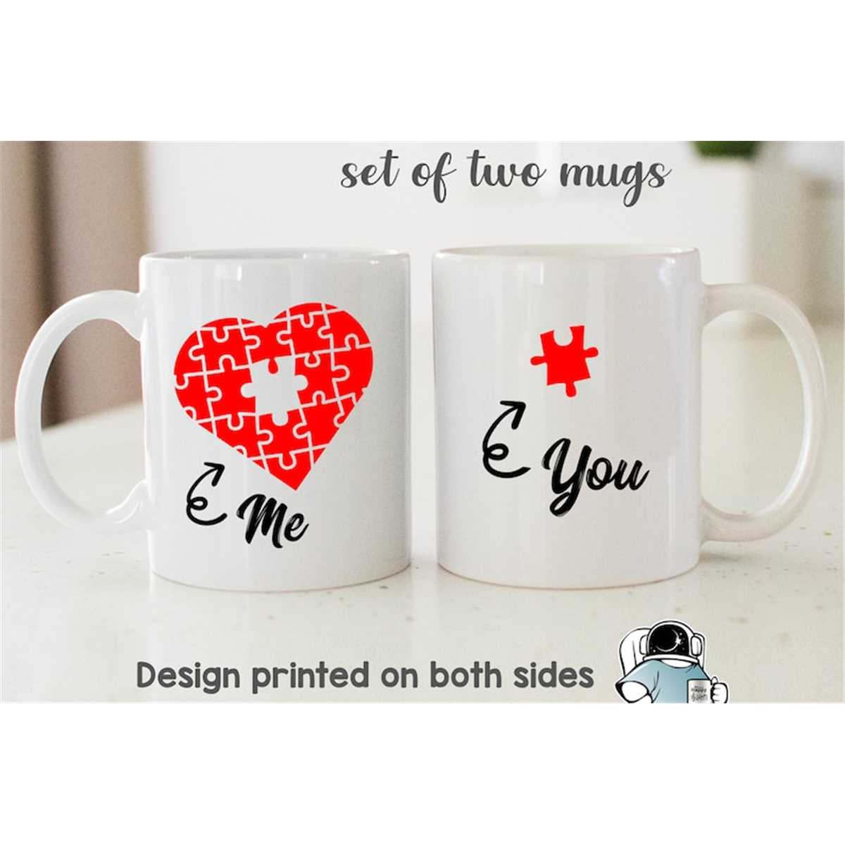 Heart Puzzle Couple Matching Mug Set, Missing Puzzle Piece G | Inspire ...