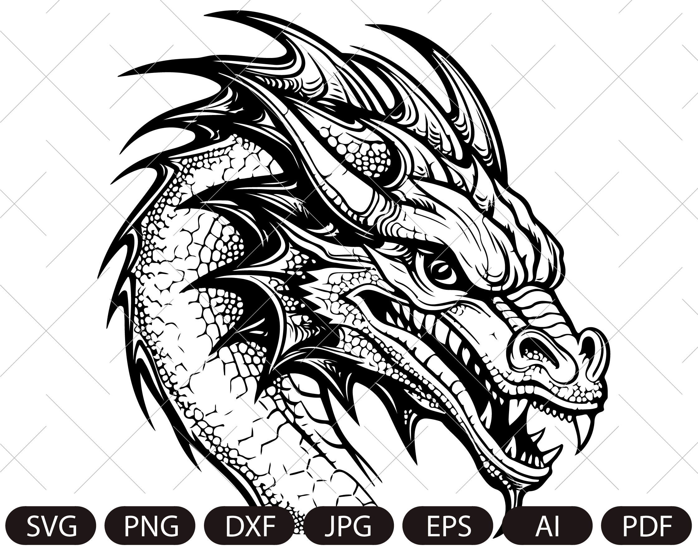 Dragon SVG, Tribal Dragon SVG, Dragon Tattoo svg, Dragon Sil | Inspire ...