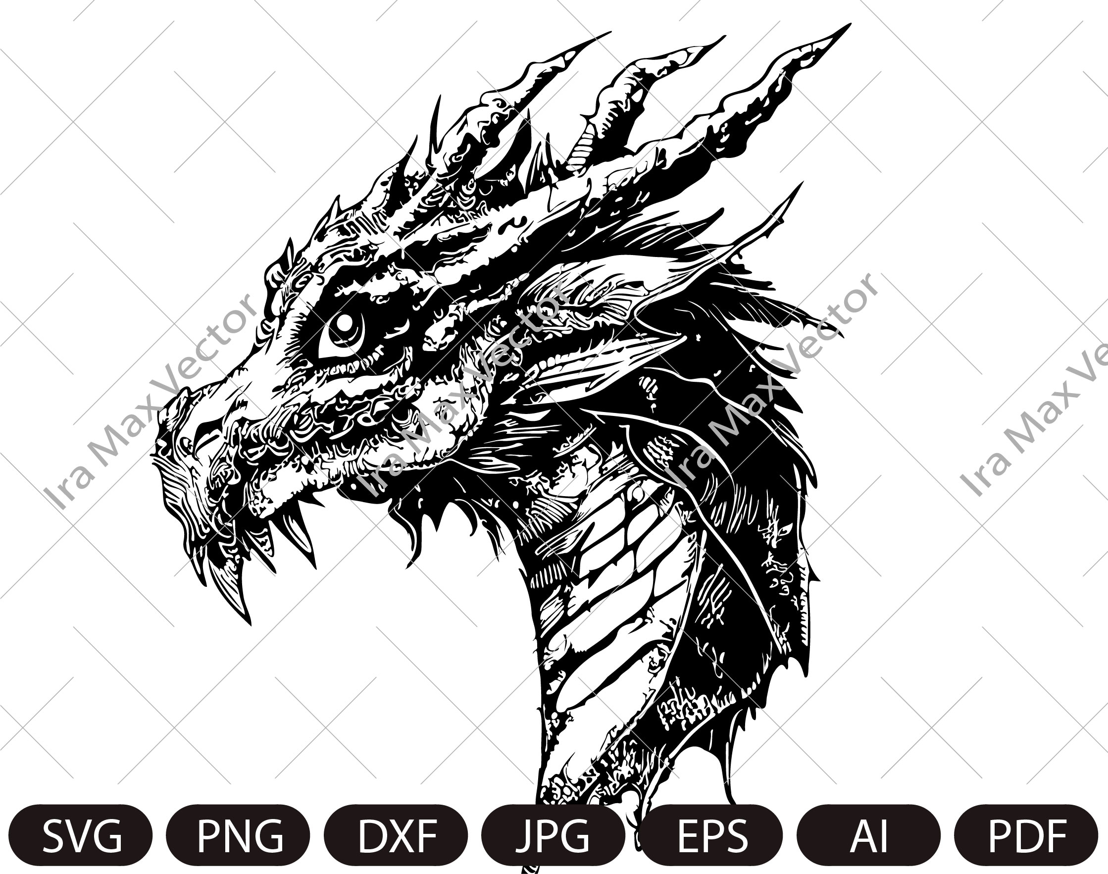 Dragon face svg, Dragon portrait svg, Dragon head svg, Drago | Inspire ...