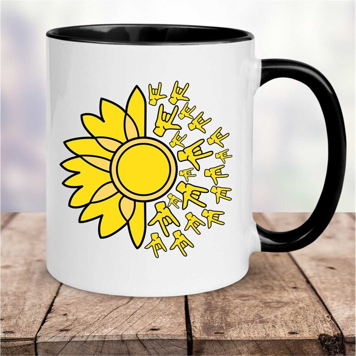 ASL I Love You, Sunflower Mug, Sign Language Gift, ASL Cup, | Inspire ...