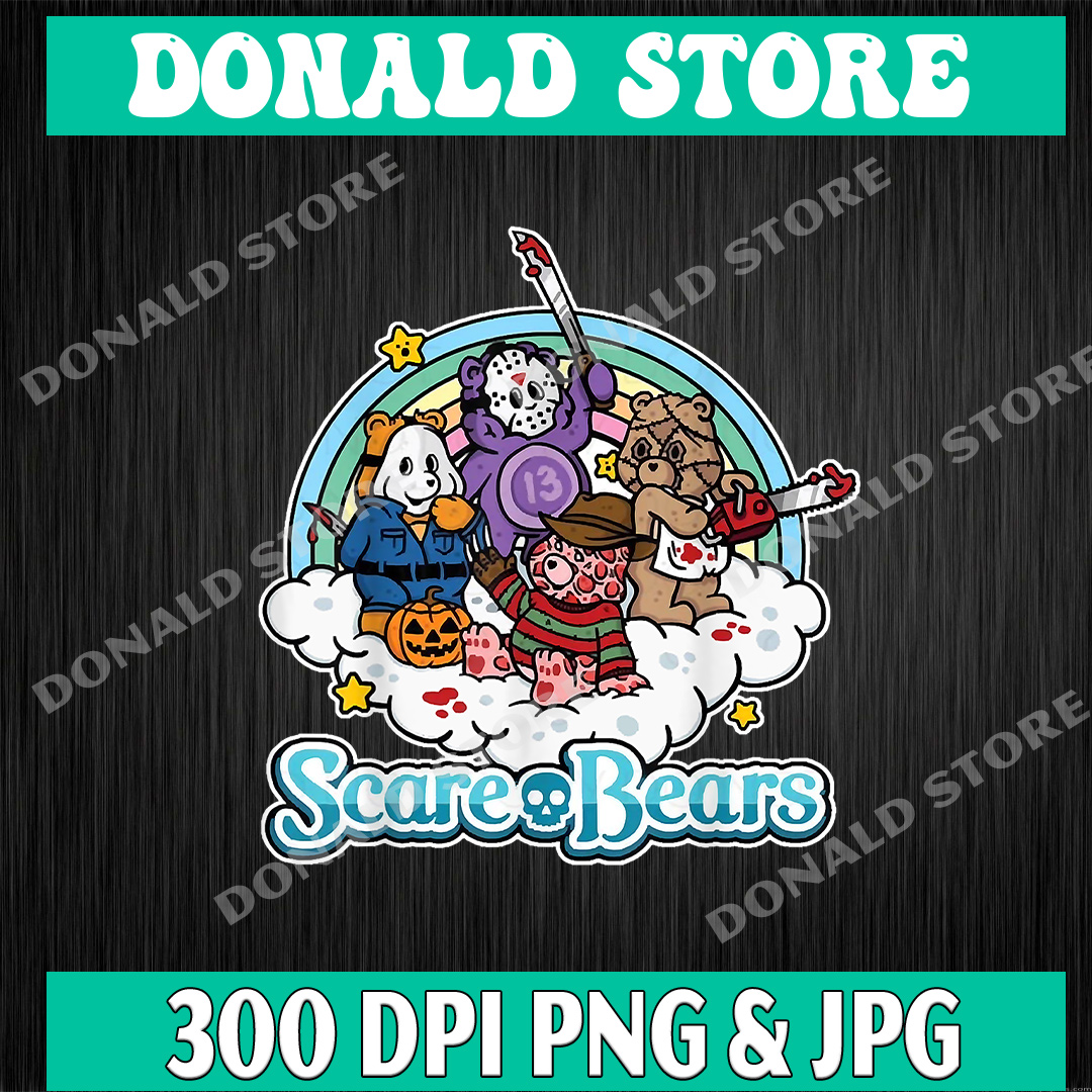 Scare Bears Cute Cartoon Retro Vintage Horror Movie Png, PNG - Inspire ...