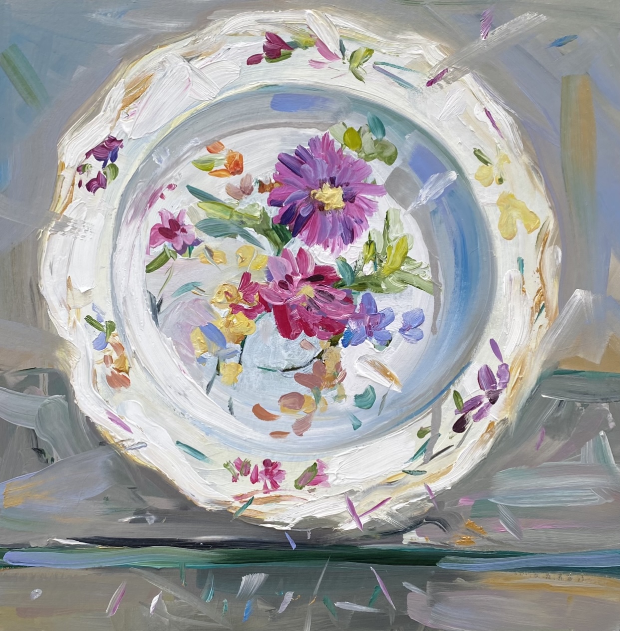 Vintage plate Porcelain collection Original oil painting on | Inspire ...