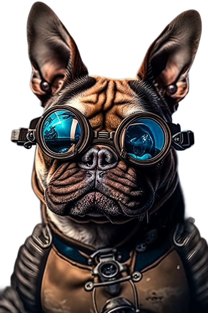 Futuristic Bulldog Face with Glasses - Deejitl Art Style - Inspire Uplift