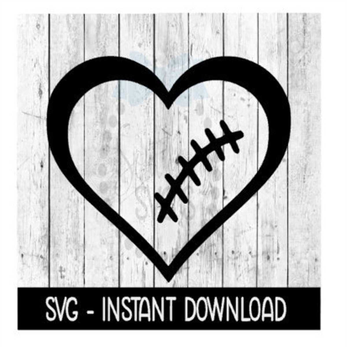 Football Heart SVG, Football In Heart SVG Files, Instant Dow | Inspire ...