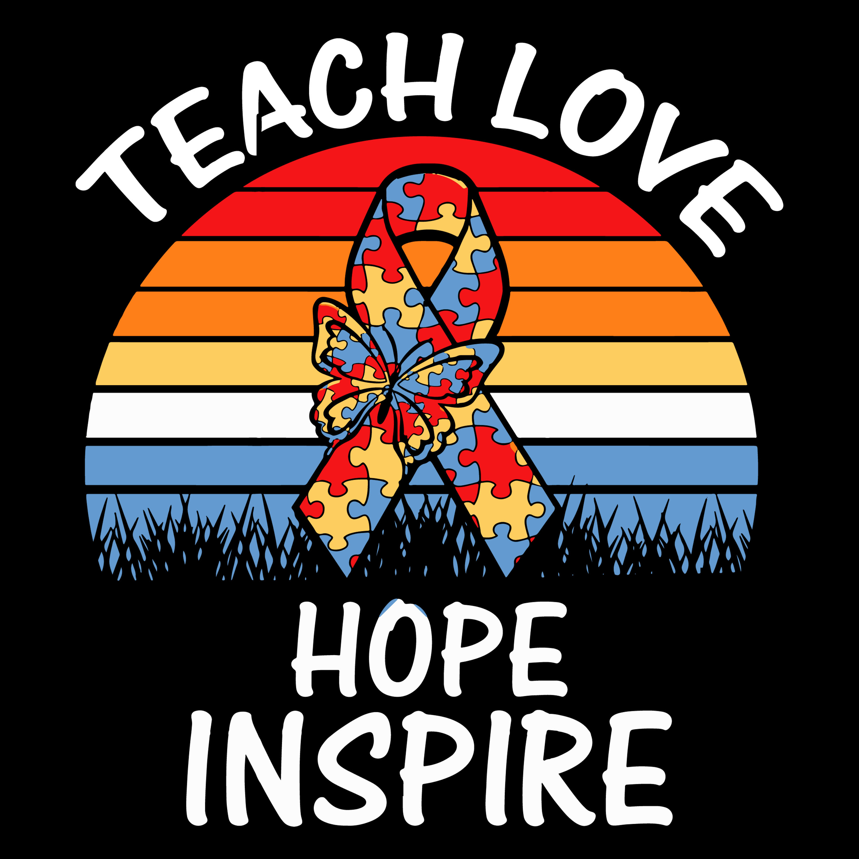 Teach Love Hope Autism Awareness Svg, Autism Puzzle Piece Lo | Inspire ...