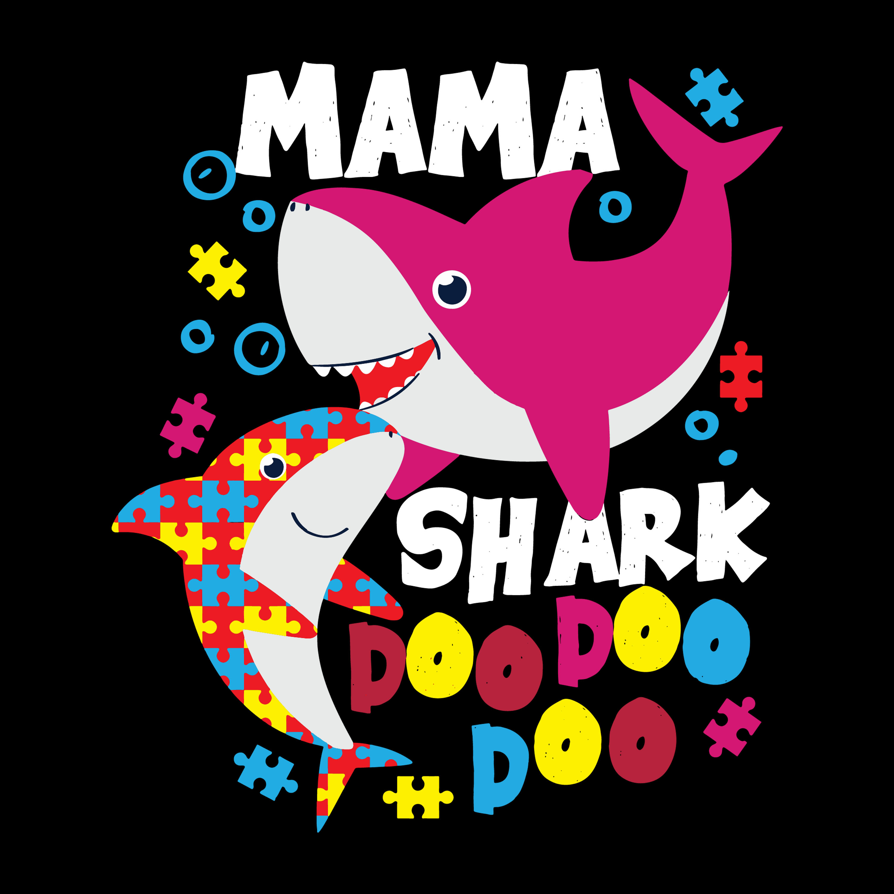 Mama Shark Autism Awareness Svg, Autism Puzzle Piece Logo Sv | Inspire ...
