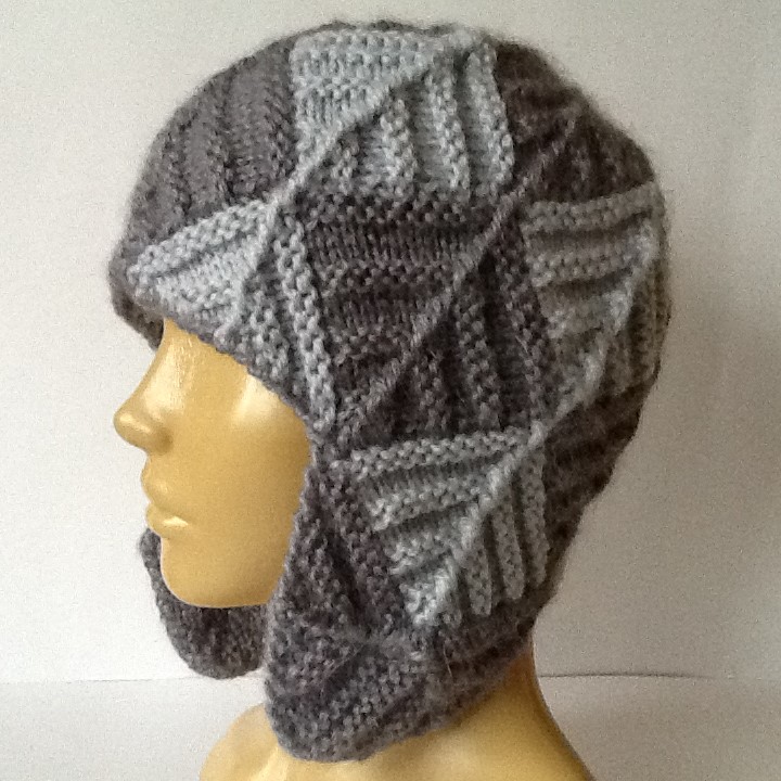 Checkerboard hat Patchwork hat ear flap hat Hand knit - Inspire Uplift