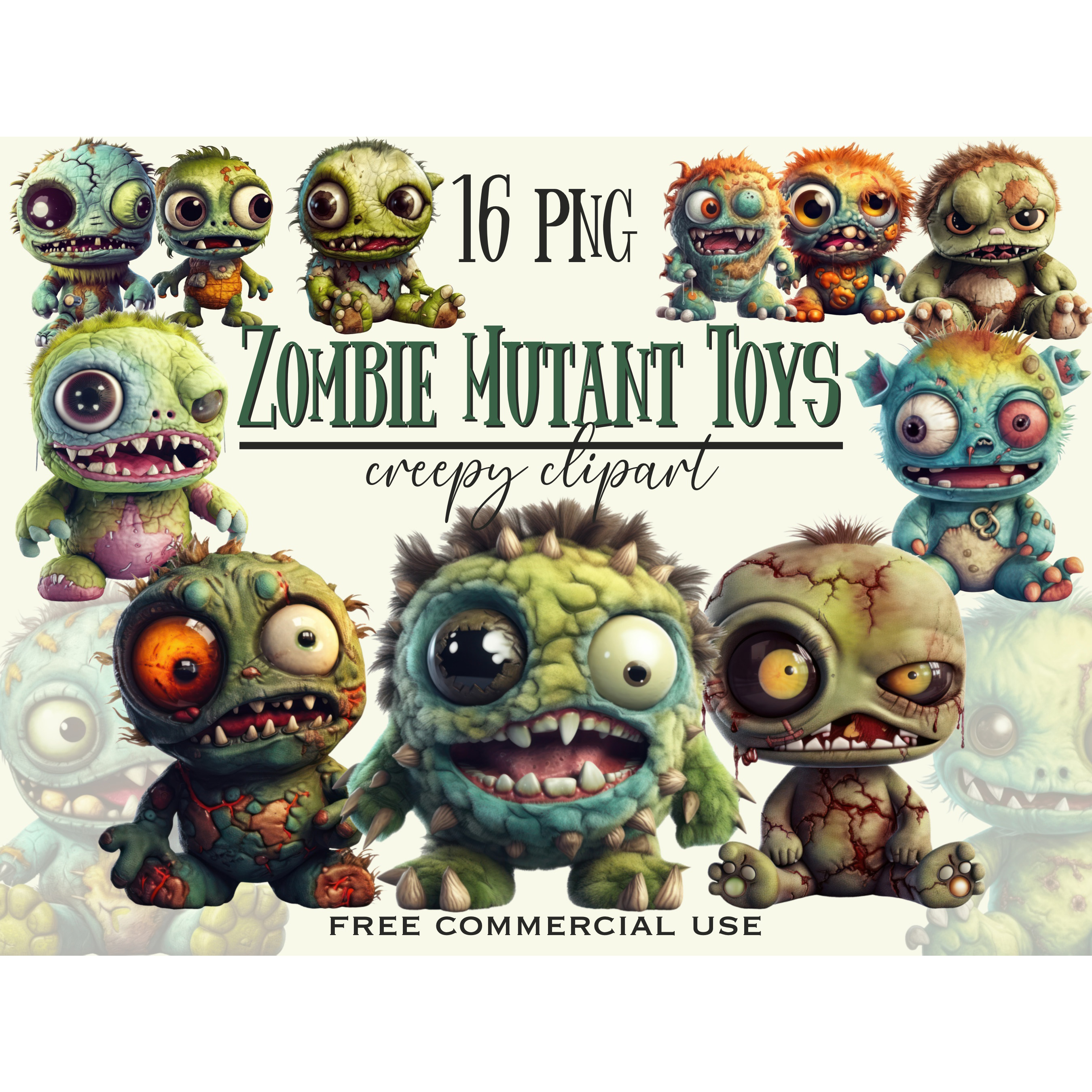 Creepy Cute Zombie Mutant Toy Clipart, Plush monster zombies | Inspire ...