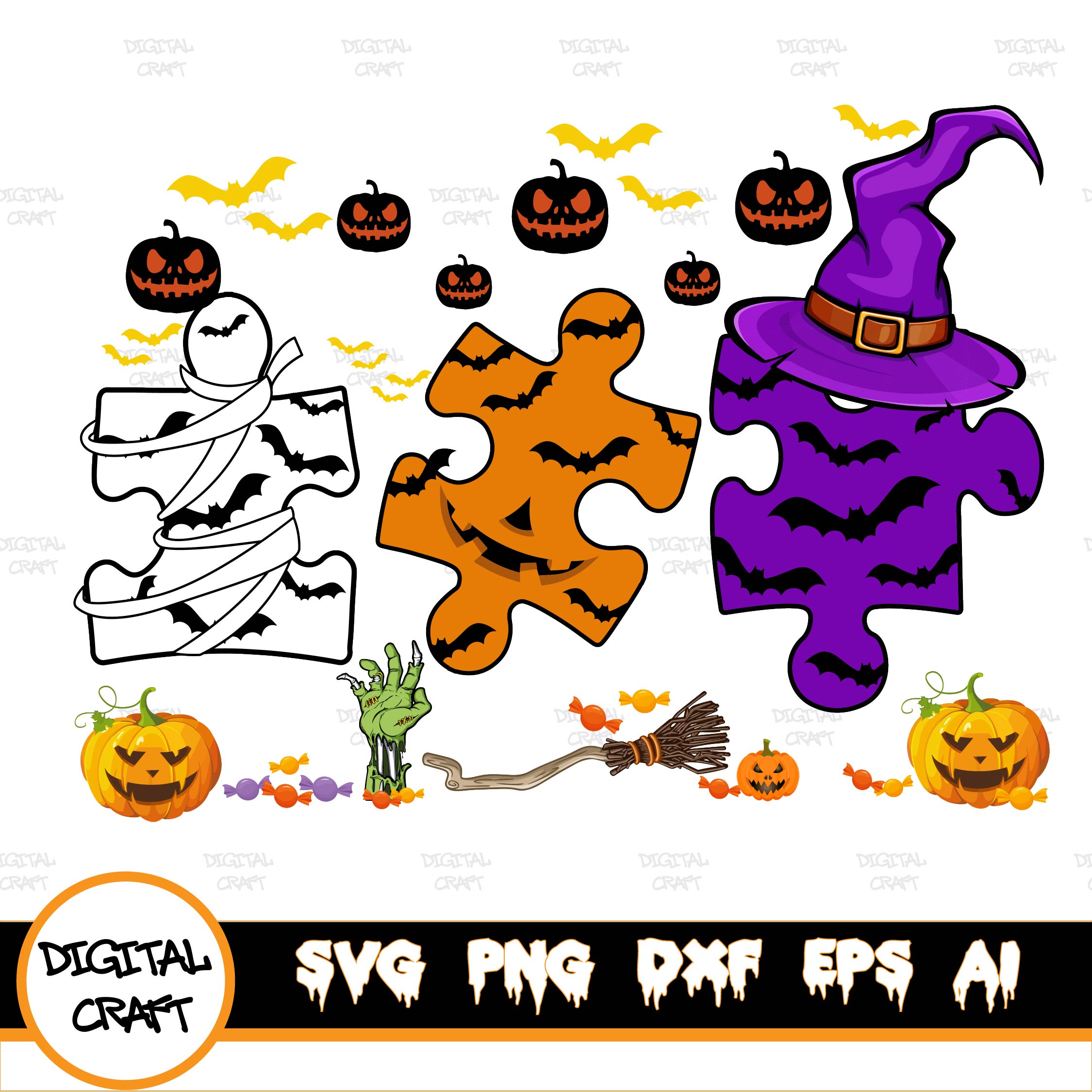 Autism Puzzle Halloween Png, Halloween Png, Halloween Puzzle | Inspire ...