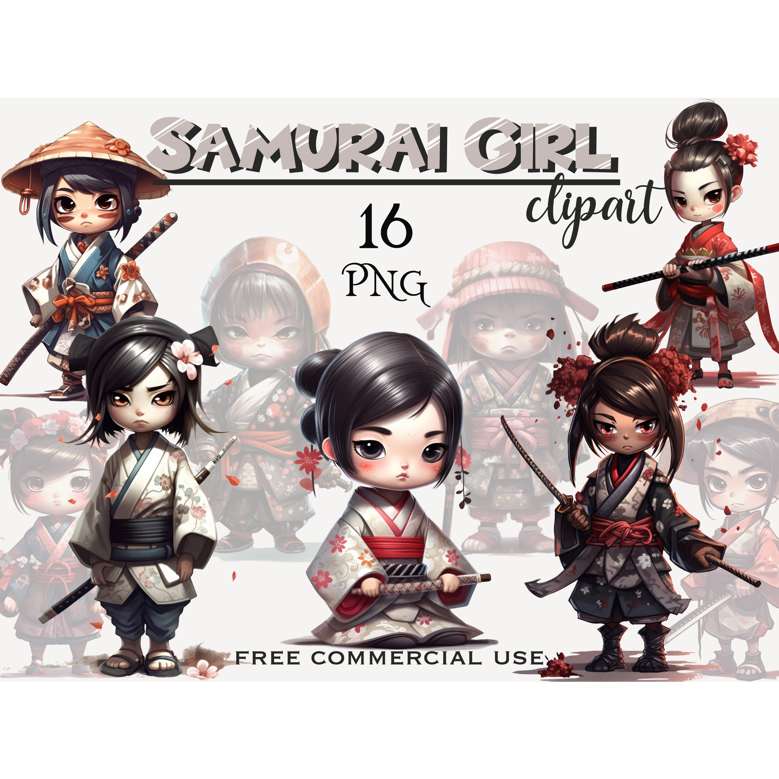 Samurai girl clipart, Kawaii anime warrior girls png images - Inspire ...