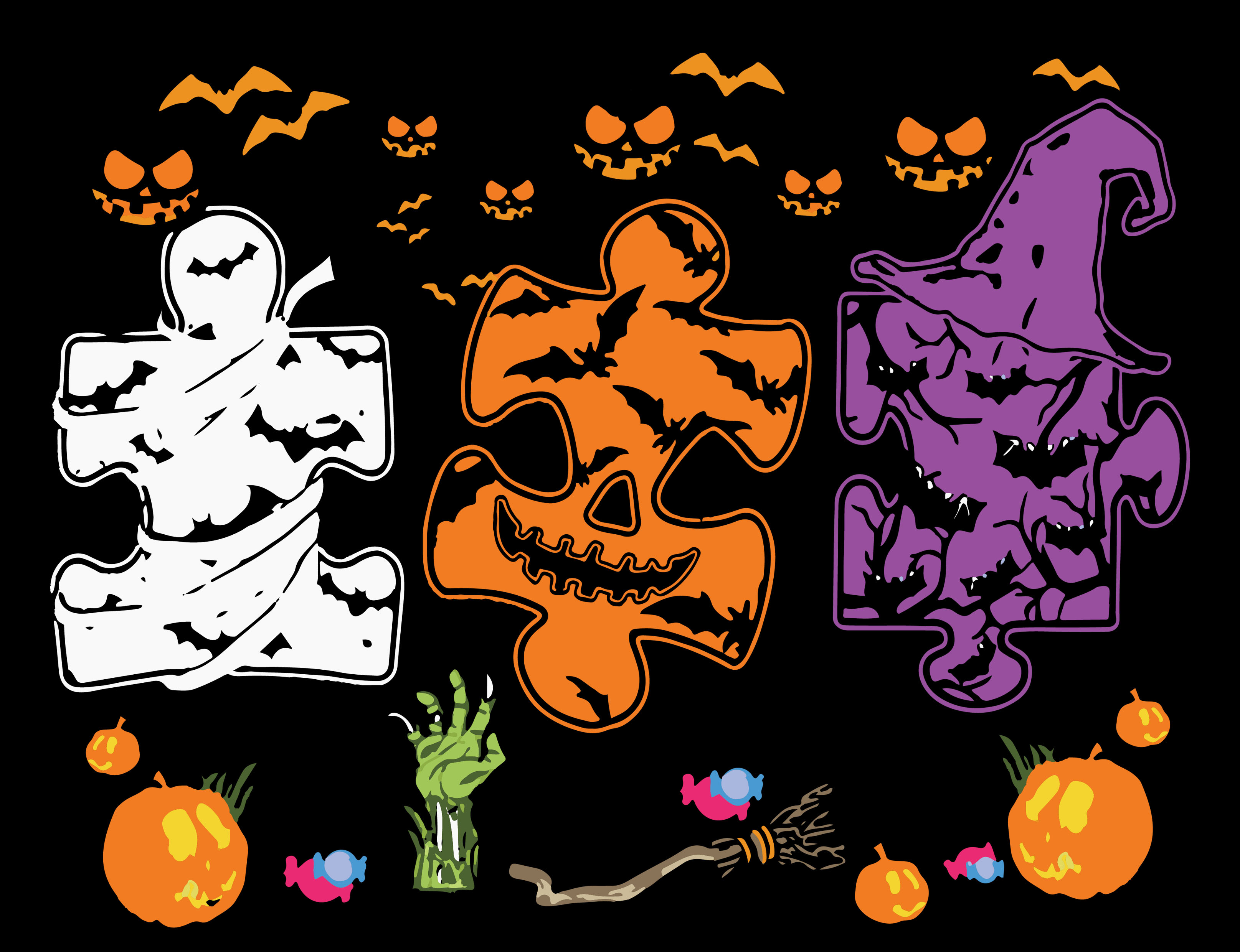 Halloween Autism Awareness Svg, Autism Puzzle Piece Logo Svg | Inspire ...