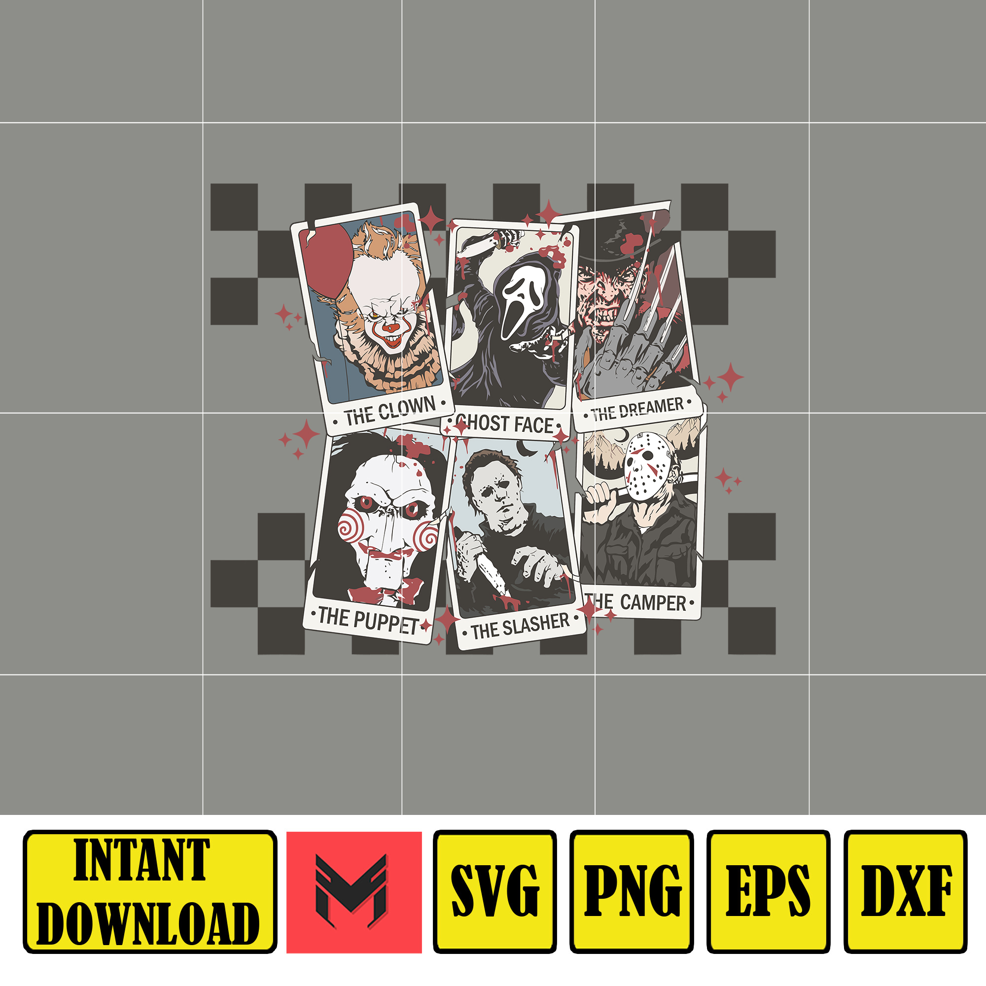 Horror Characters Tarot Card Svg, Horror Movie Killers Svg, - Inspire ...