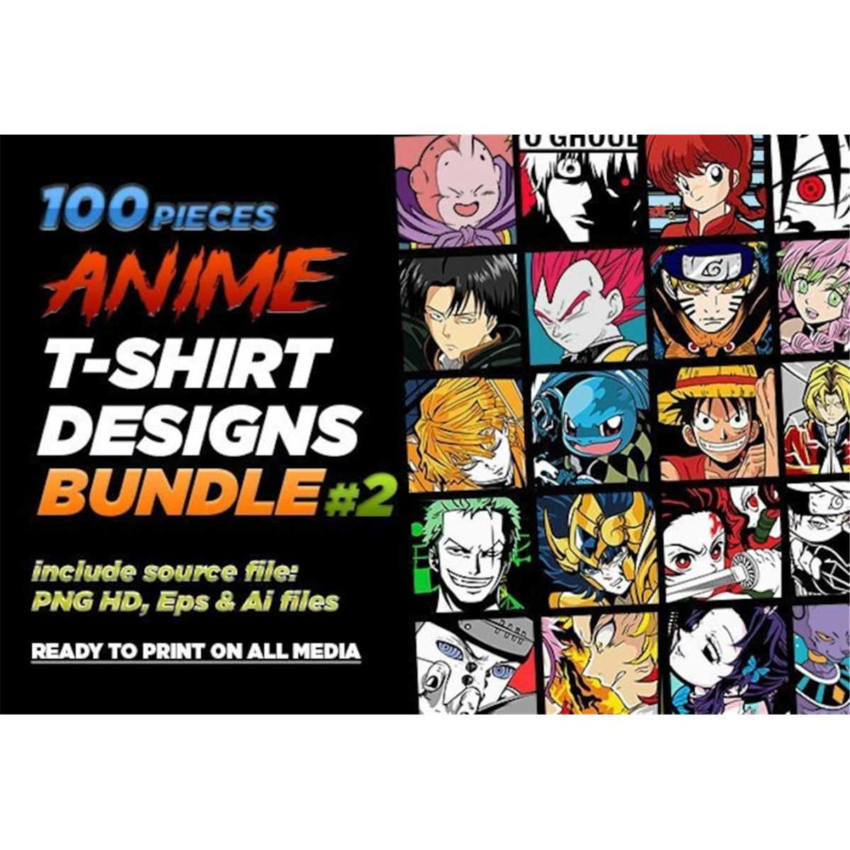 100 Anime Vectors T-Shirt Designs Bundle 2 | Inspire Uplift