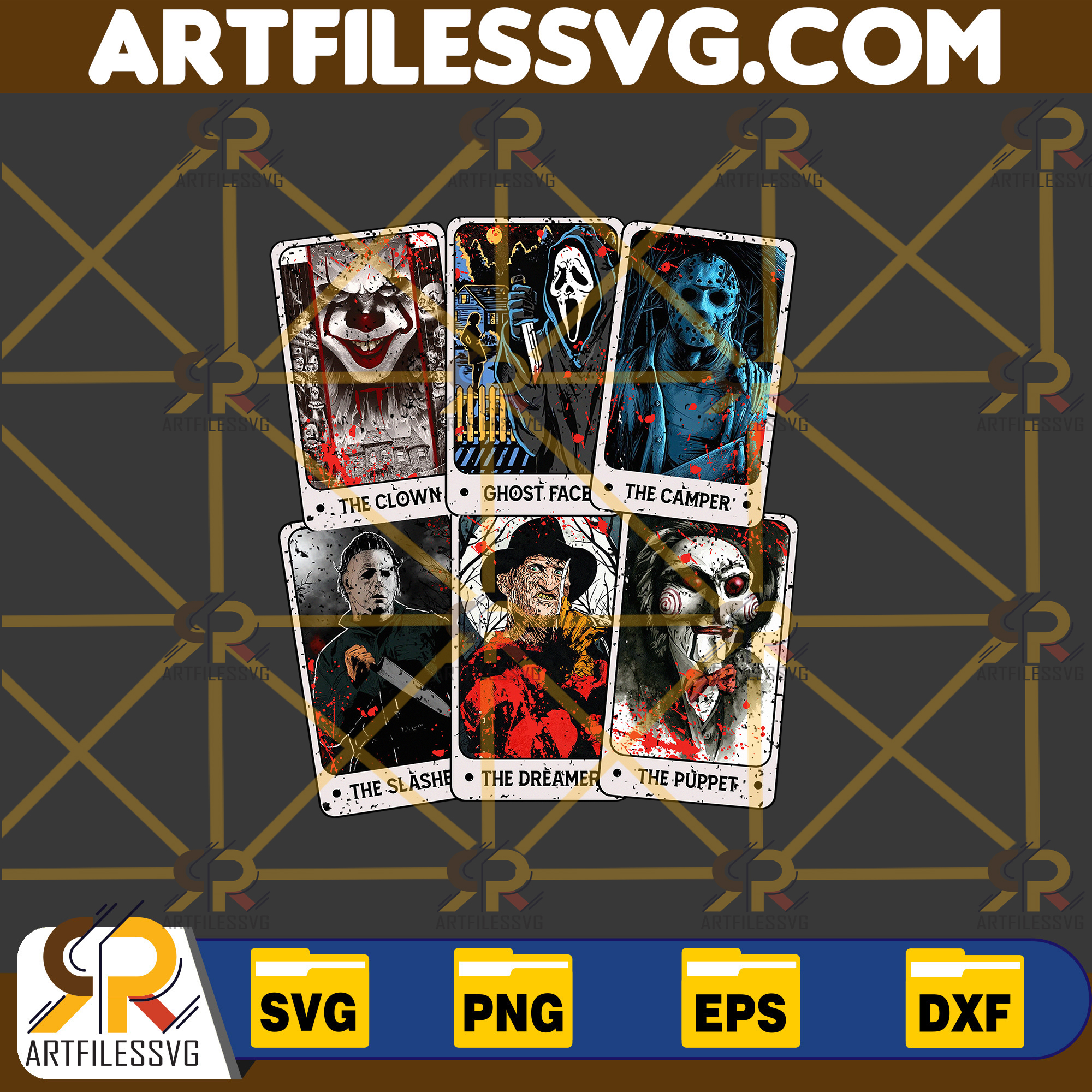 Horror Characters Tarot Card Svg, Horror Movie Killers Svg, | Inspire ...