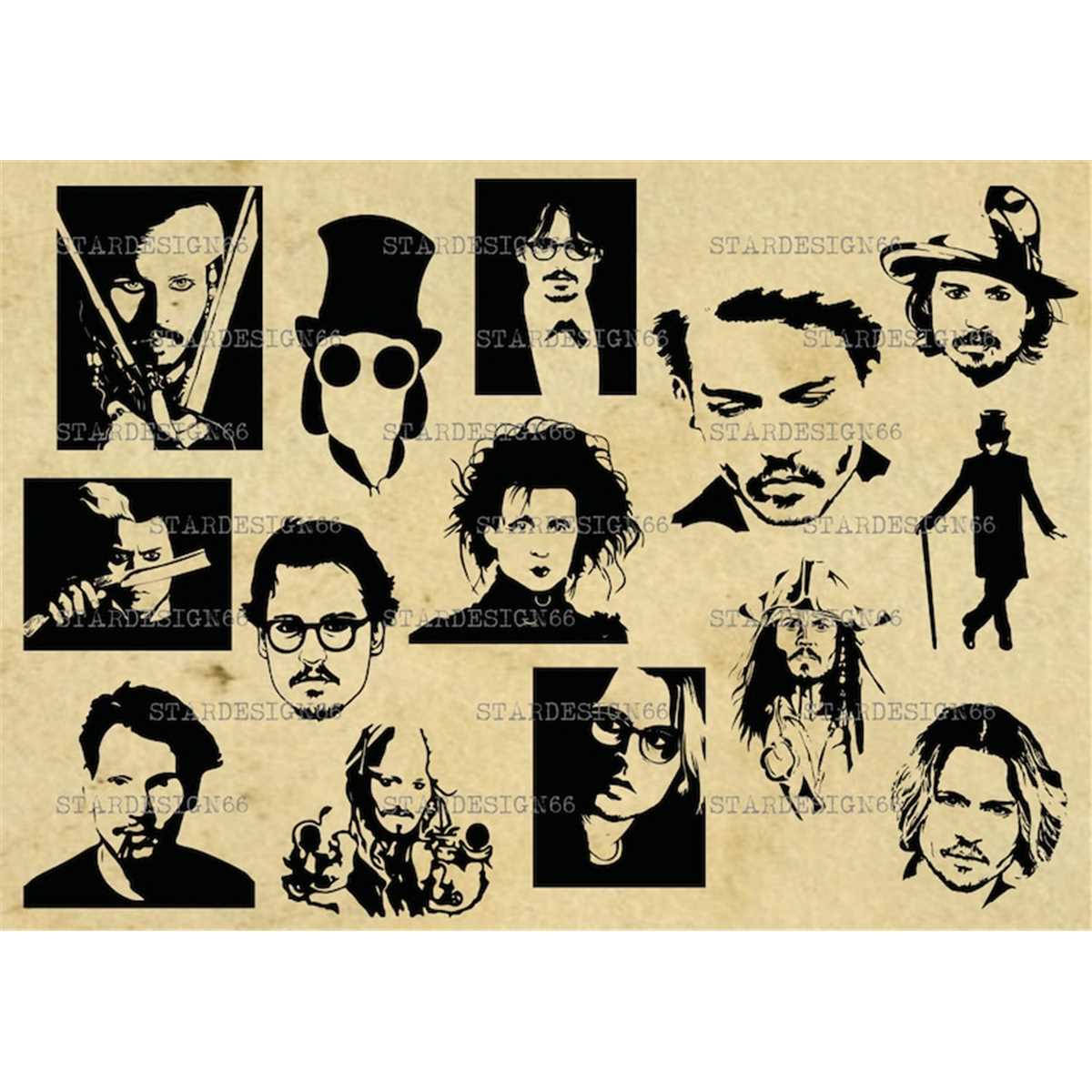 Digital SVG PNG JPG Johnny Depp, silhouette, vector, clipart - Inspire ...