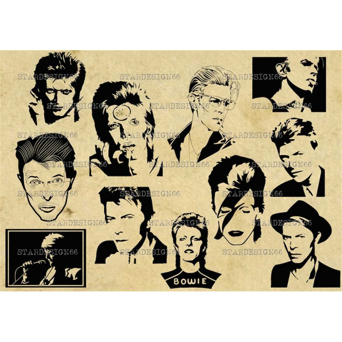 Digital SVG PNG JPG David Bowie, vector, clipart, silhouette | Inspire ...