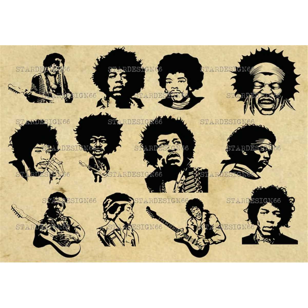 Digital SVG PNG JPG Jimi Hendrix, silhouette, vector, clipar | Inspire ...