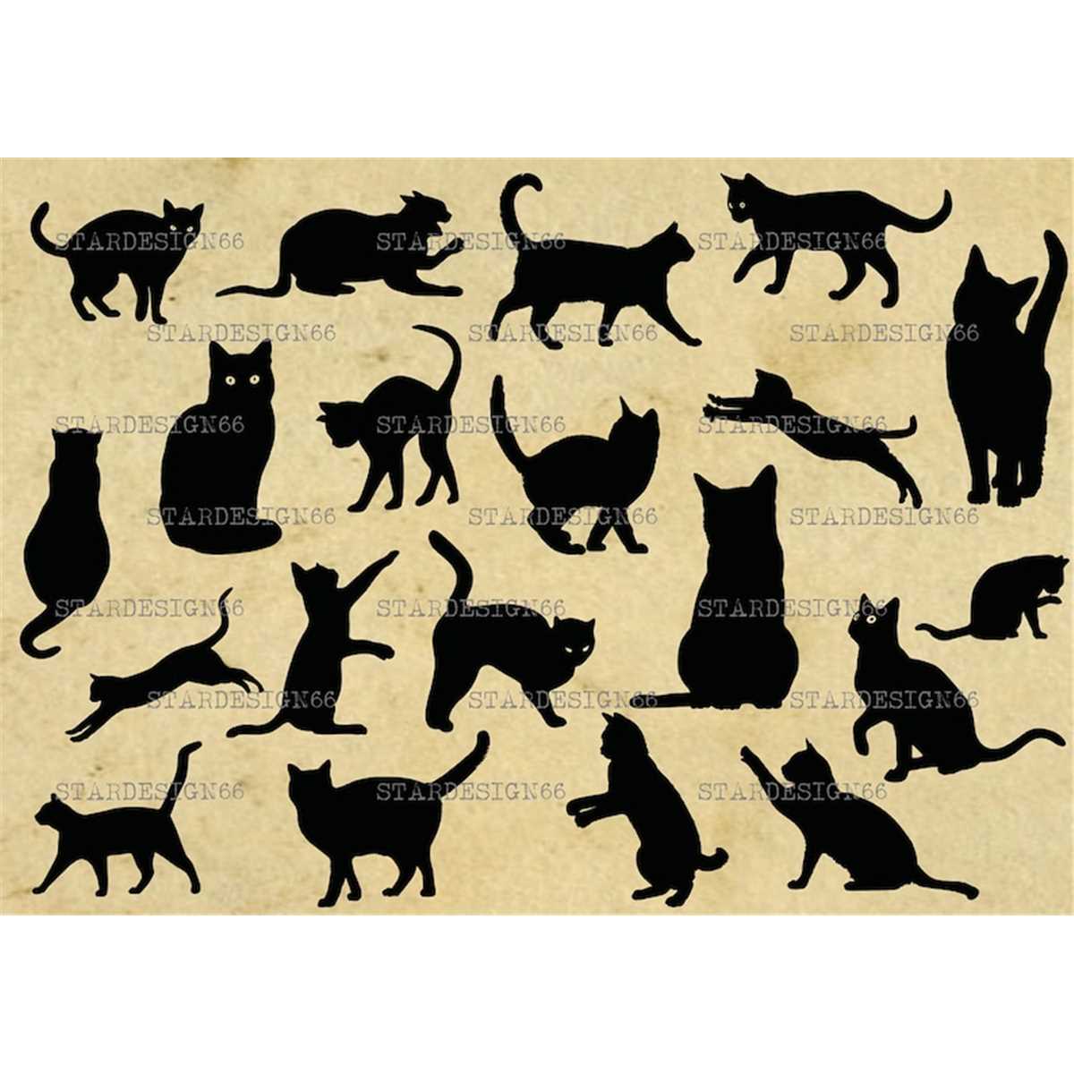 Digital SVG PNG JPG Cats, kitten, silhouette, vector, clipar | Inspire ...