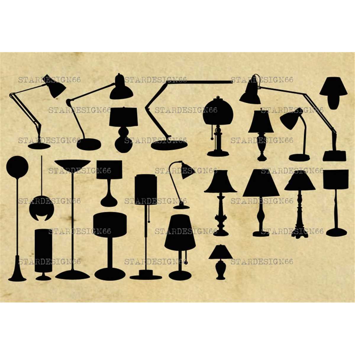 Digital SVG PNG JPG Table Lamps, silhouette, vector, clipart | Inspire ...