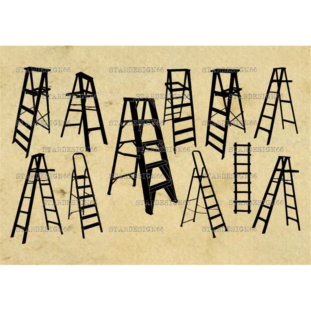 Digital SVG PNG JPG Ladders, silhouette, vector, clipart, in - Inspire ...