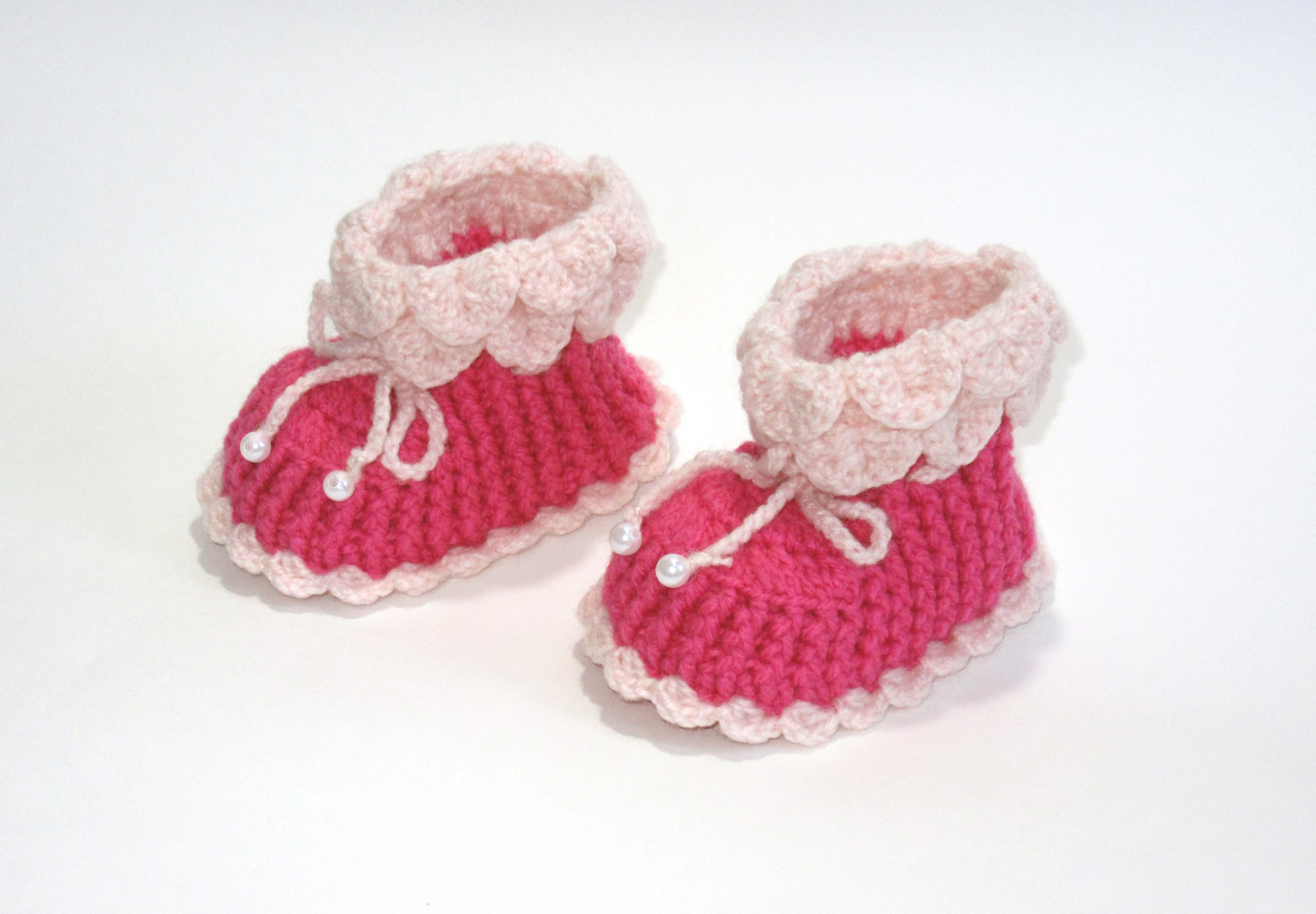 Pink Fuchsia booties for baby girl, Soft newborn shoes, Gift | Inspire ...