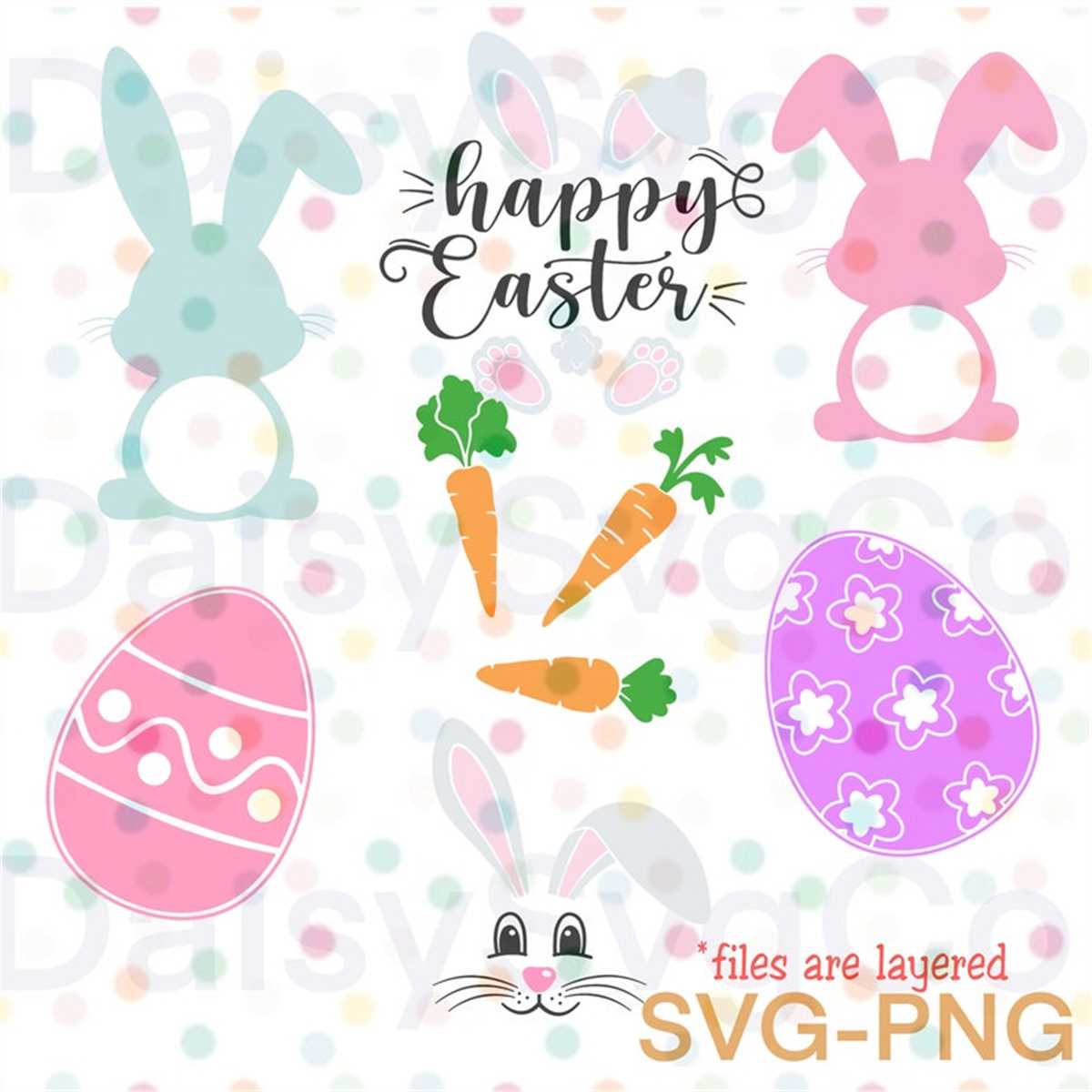 Easter Bundle with Happy Easter Bunny, Rabbit face, Bunny Si | Inspire ...