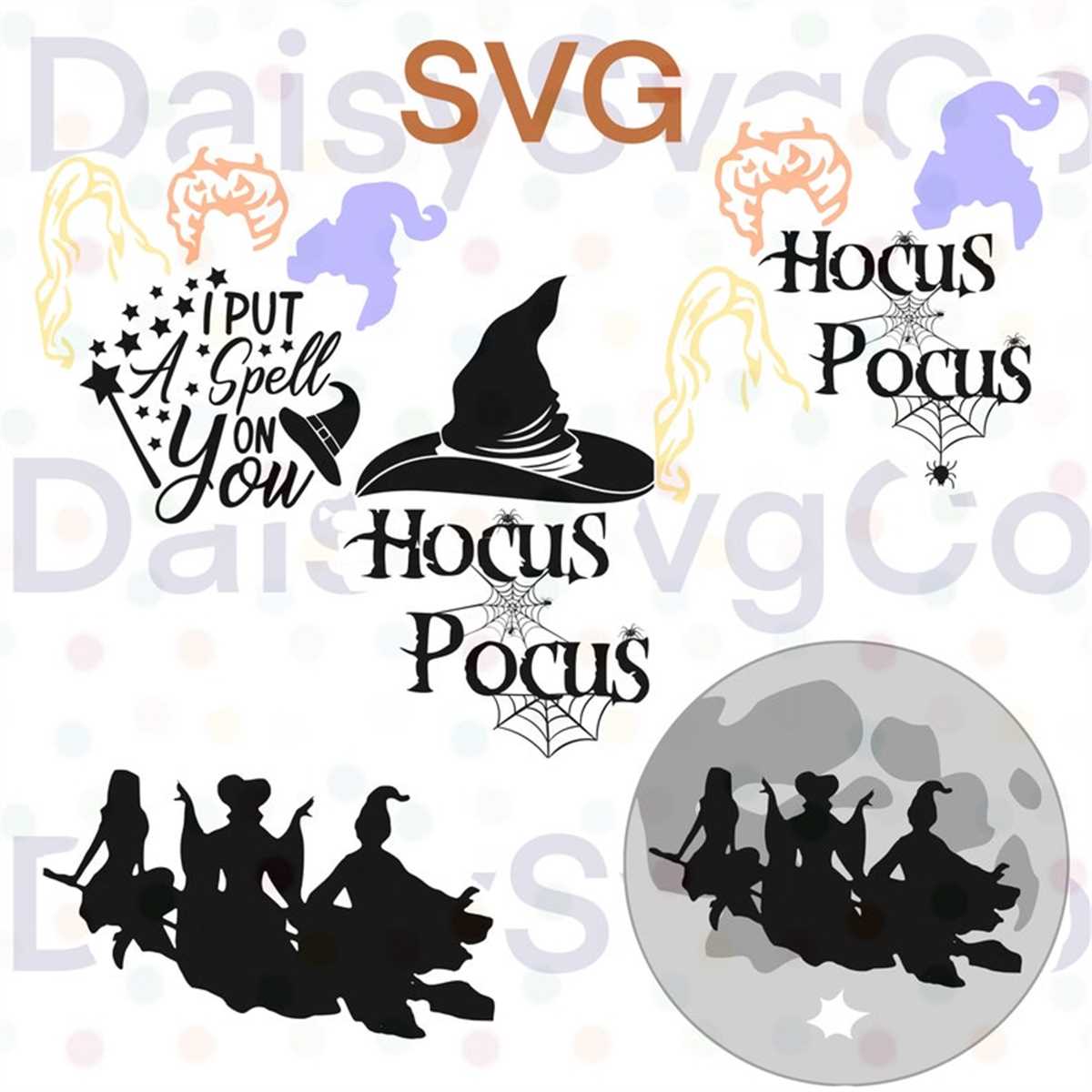 Hocus Pocus Halloween inspired Witch Silhouettes, Sanderso - Inspire Uplift