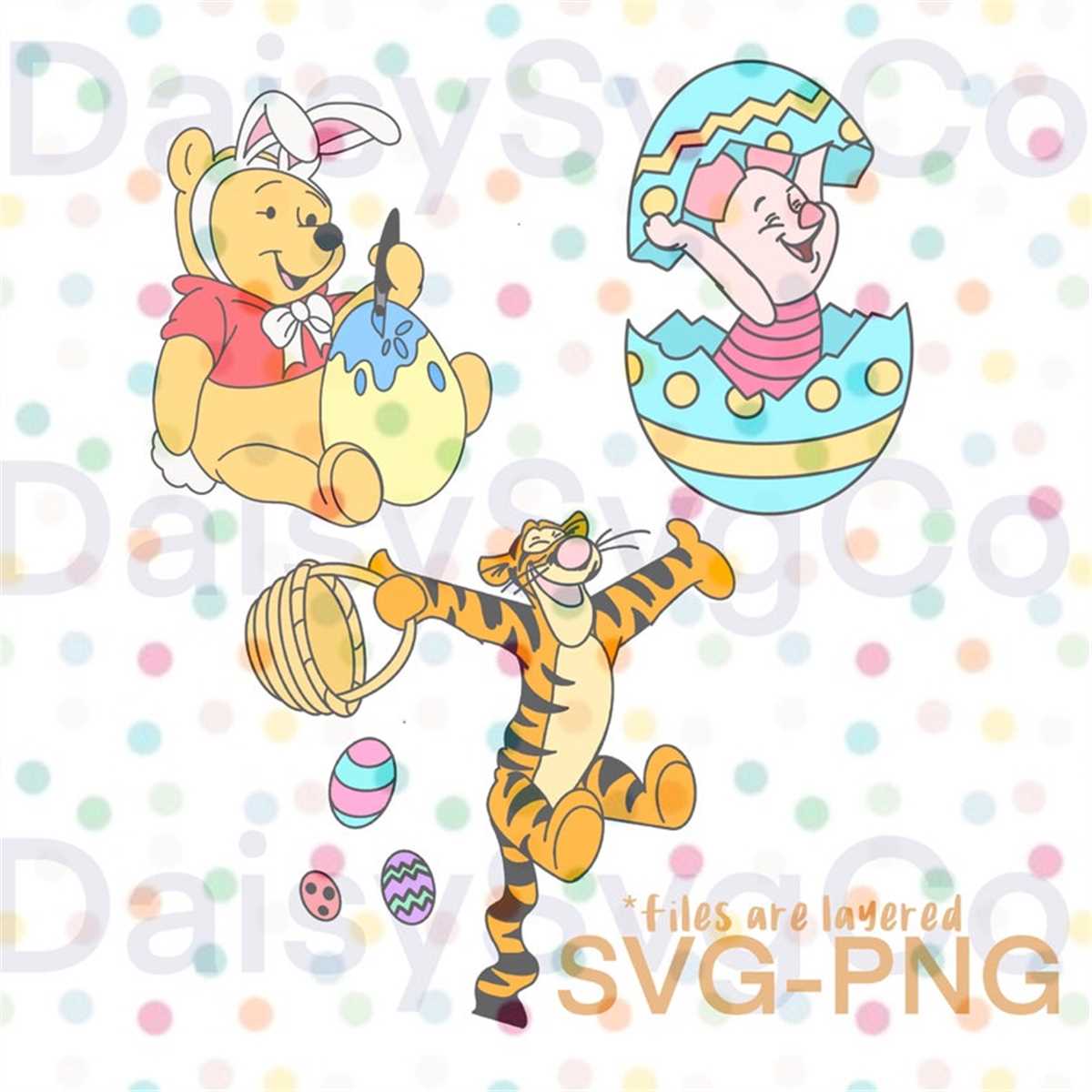 Pooh Inspired Easter, Tigger, Piglet, SVG, PNG, Cricut, Cut | Inspire Uplift