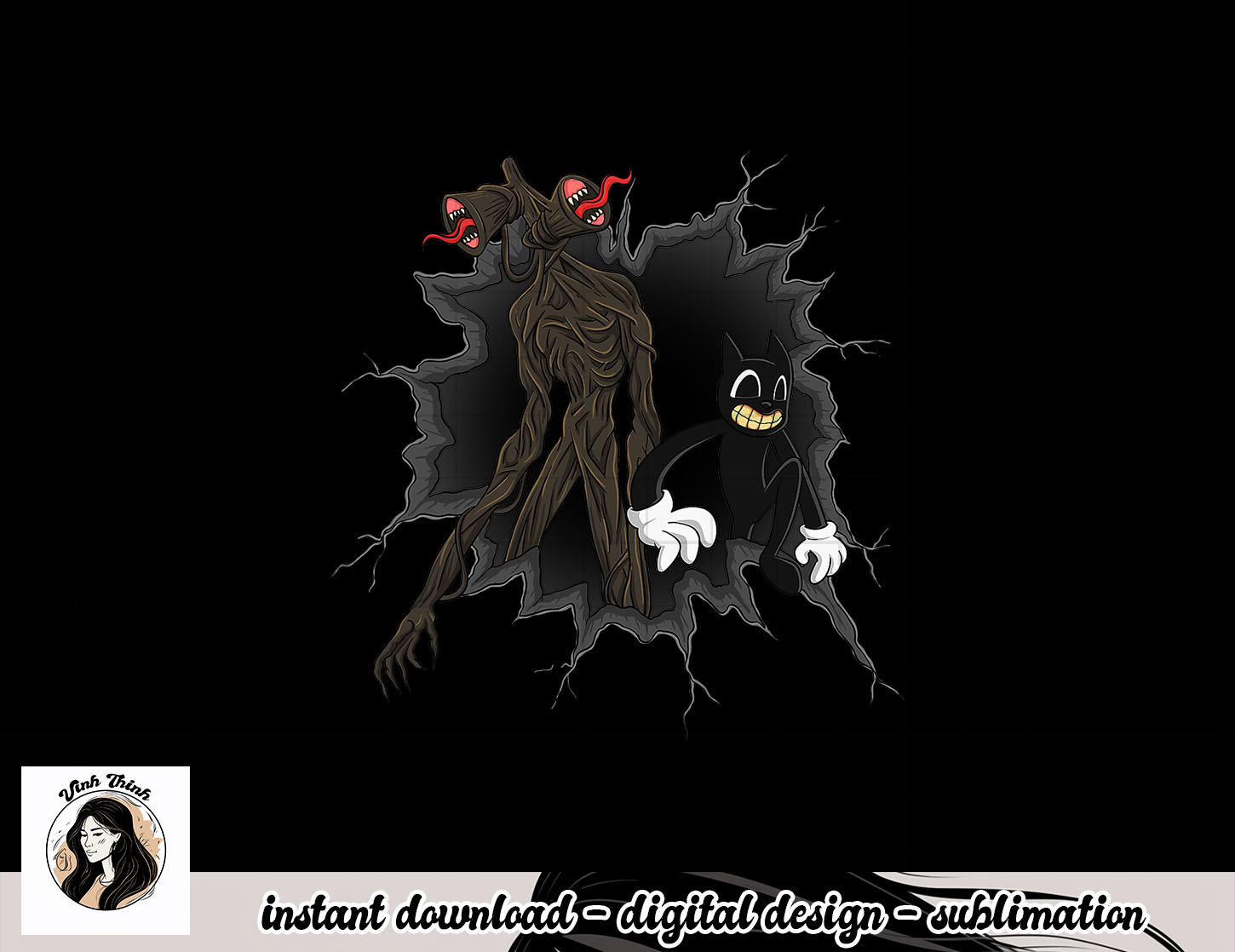 Cartoon Cat and Siren Head Creepy Horror Character Torn png, | Inspire ...