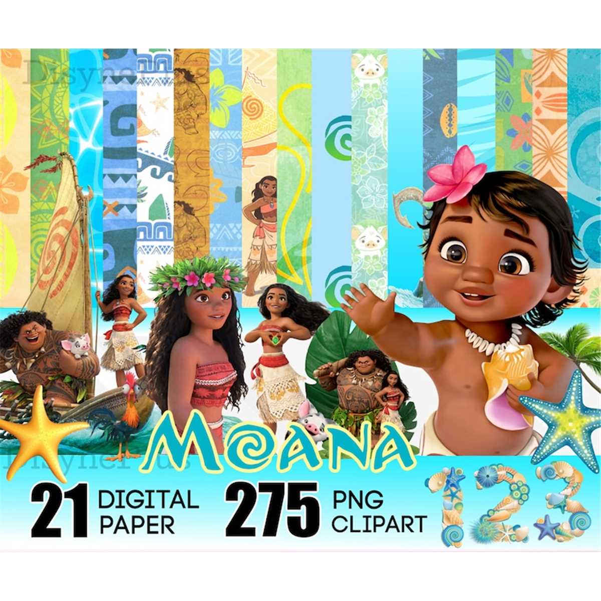 Moana Digital Paper, Moana Clipart, Moana Birthday, Moana Ar | Inspire ...