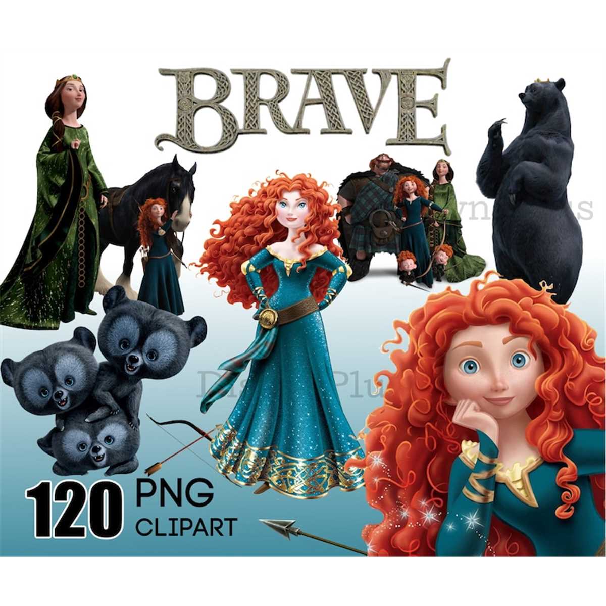 Brave Clipart, Merida PNG, Merida Instant Download, 120 PNG | Inspire ...