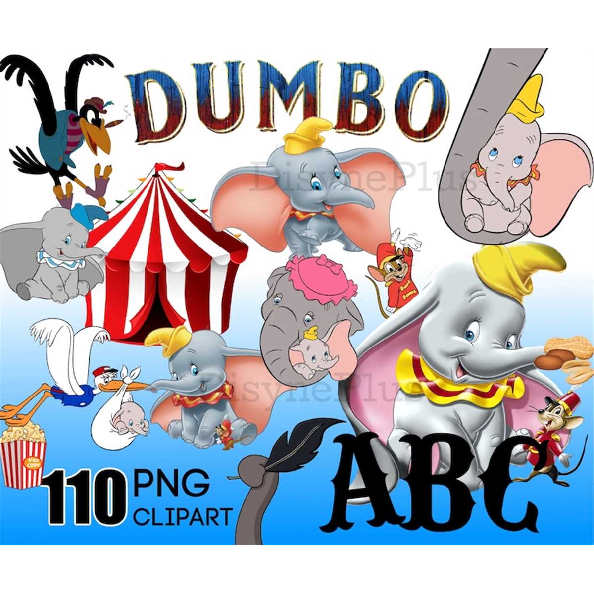 Dumbo Clipart Digital Download, PNG Baby dumbo shirts birthd | Inspire ...