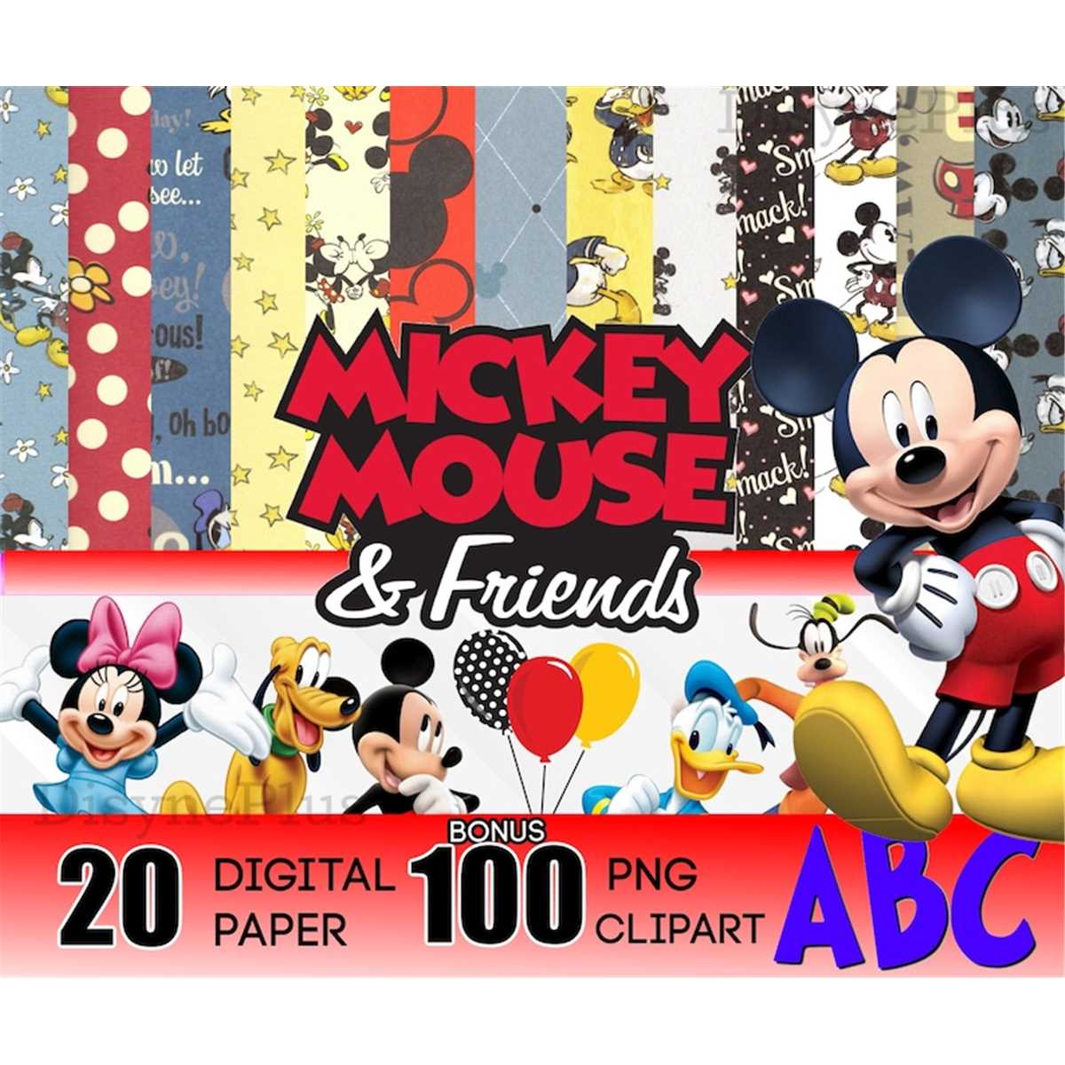 Mickey Mouse Digital Paper, Mickey Mouse PNG, Mickey Mouse C | Inspire ...