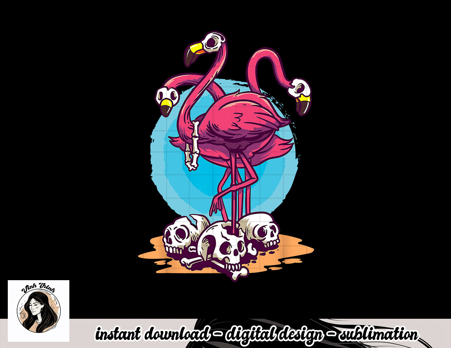 Creepy Flamingo Halloween Horror Skull png, sublimation copy | Inspire ...
