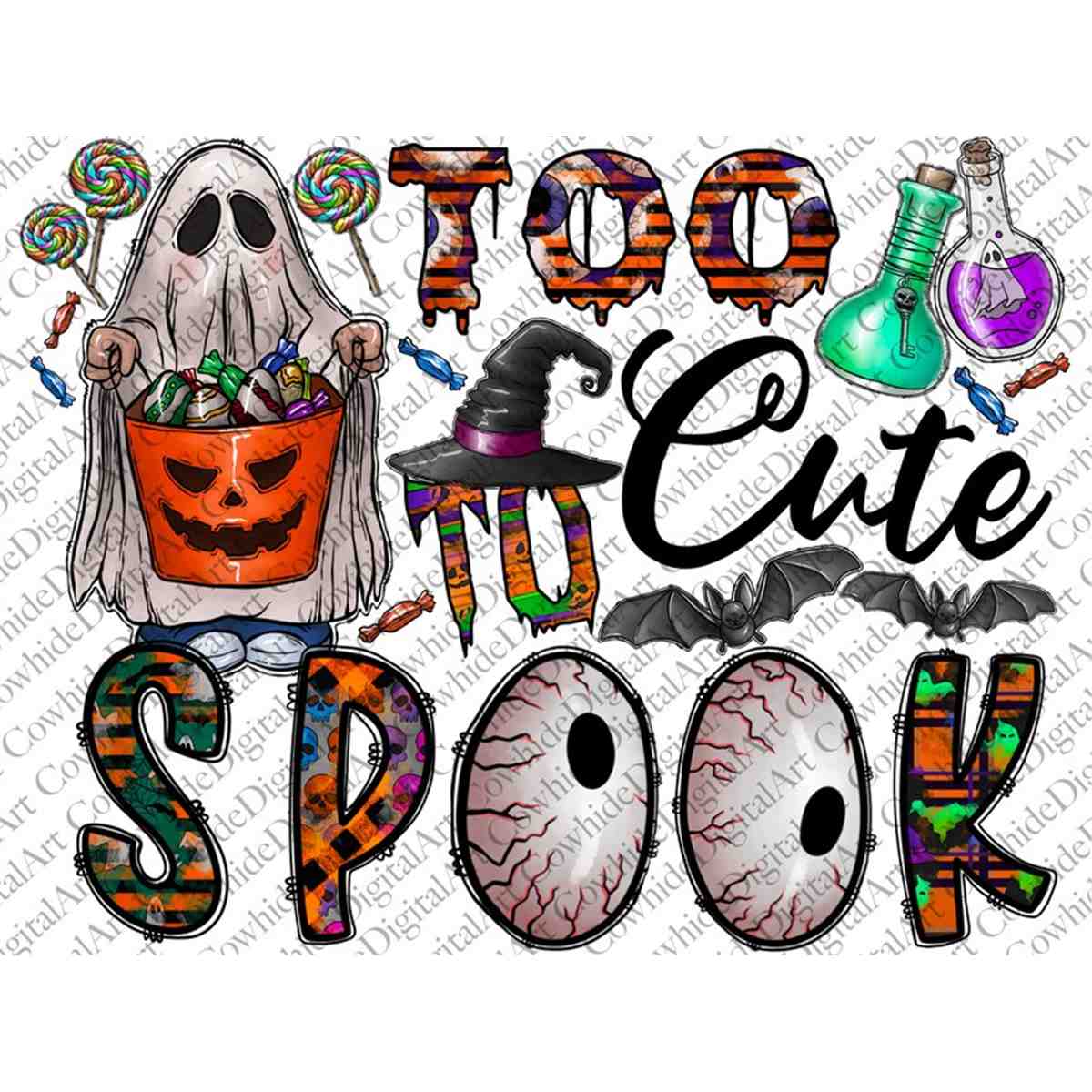 Too Cute to Spook PNG, Halloween Clipart, Halloween Sublimat | Inspire ...