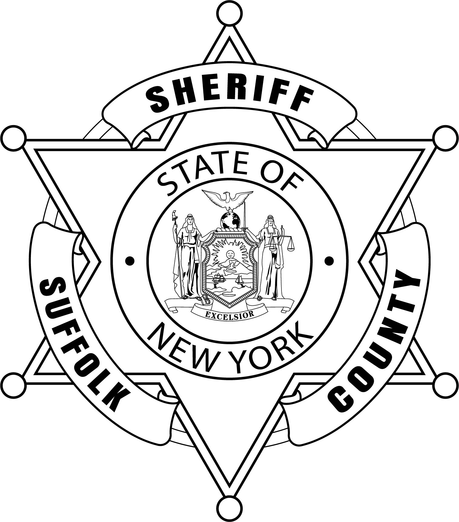 SUFFOLK SHERIFF BADGE NY VECTOR LINE ART FILE Black white ve | Inspire ...