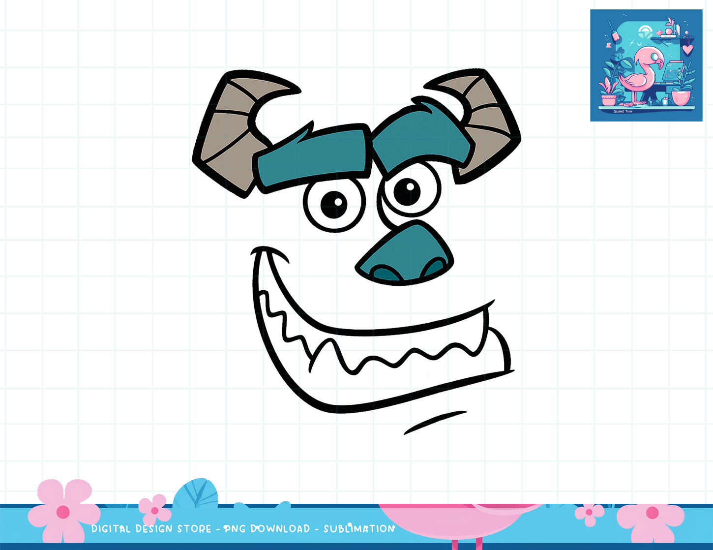 Disney Monsters Inc. Sulley Face Halloween png, sublimation | Inspire ...
