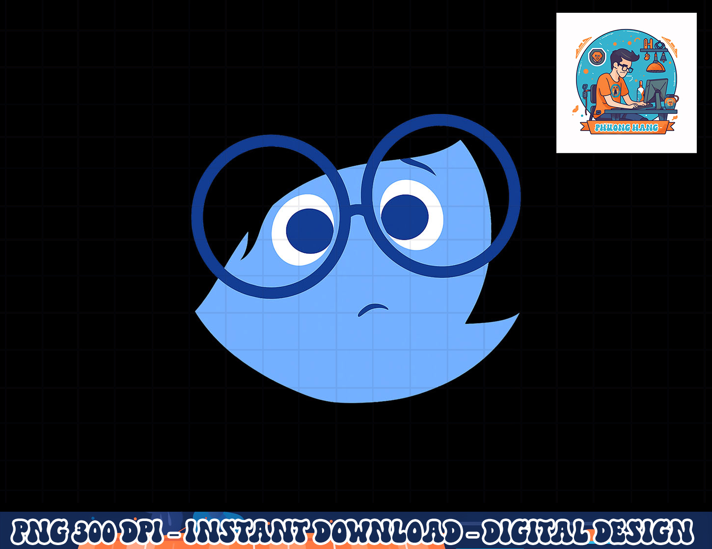 Disney Pixar Inside Out Sad Face Halloween png, sublimation | Inspire ...
