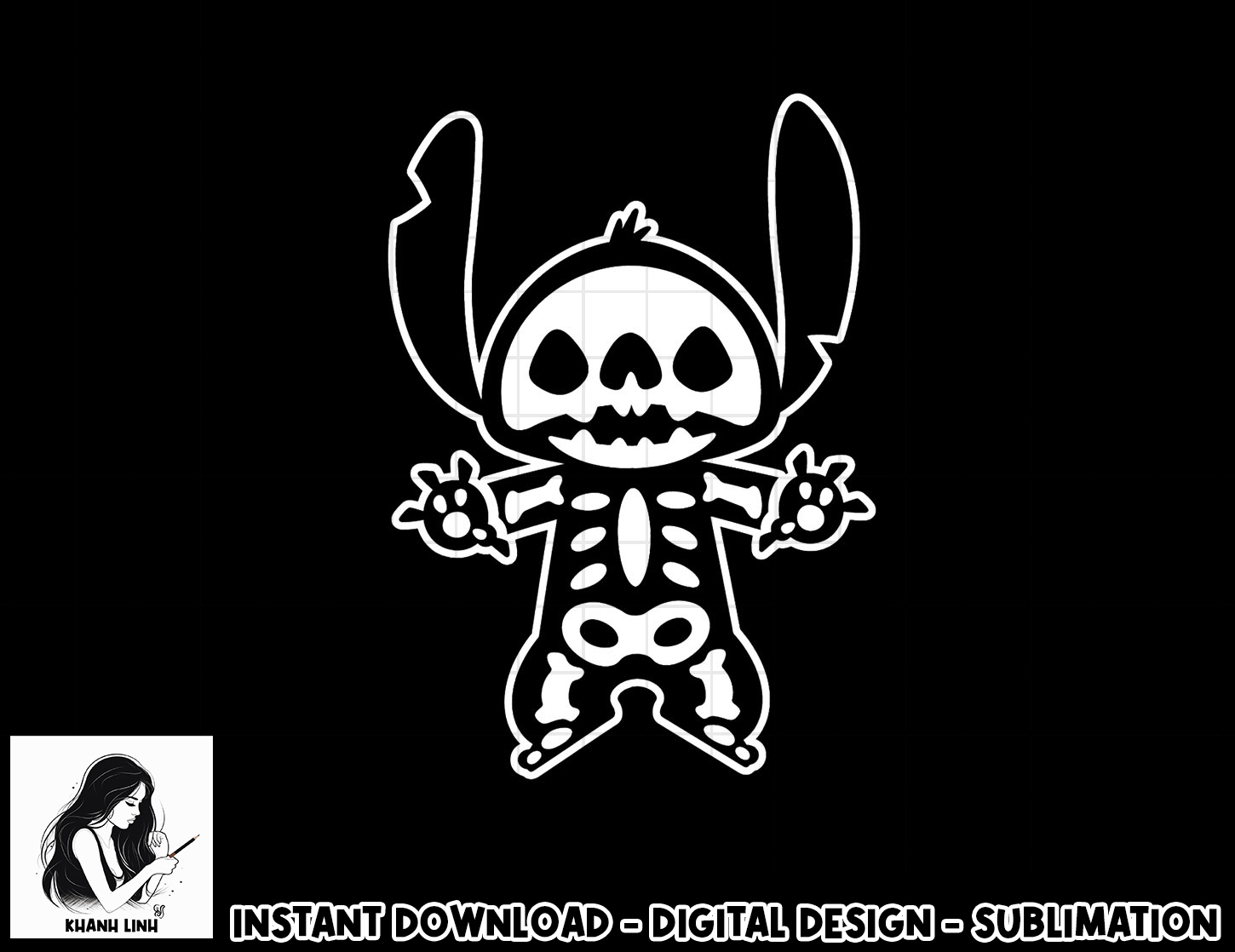 Disney Stitch Halloween Skeleton png, sublimation copy - Inspire Uplift