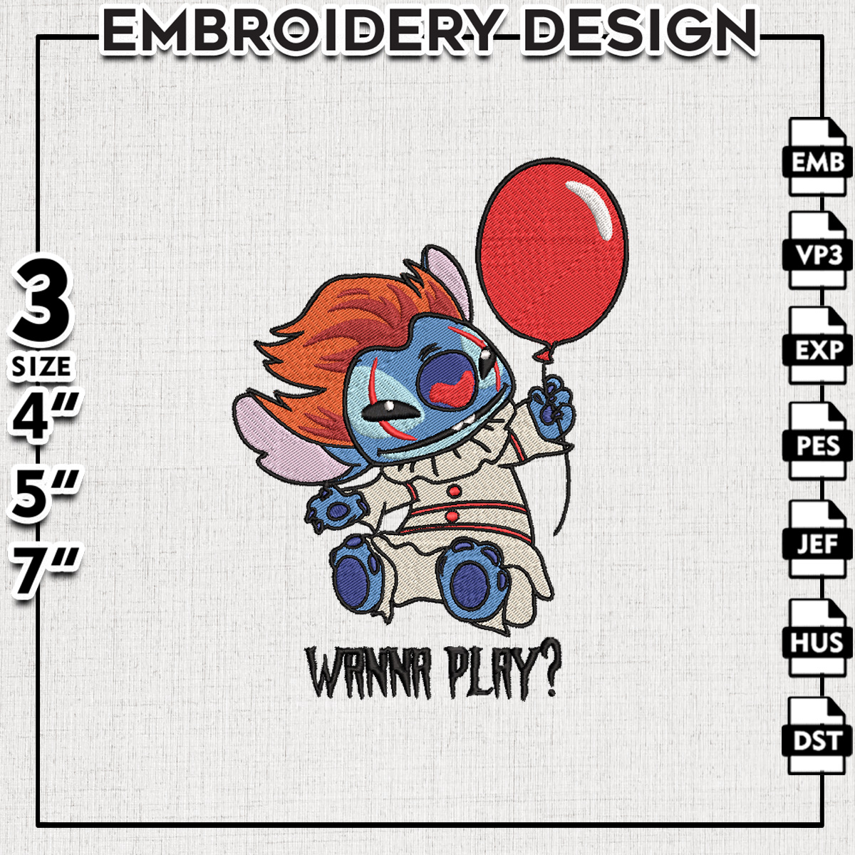 Stitch In Pennywise Embroidery files, Horror Characters Embr - Inspire ...
