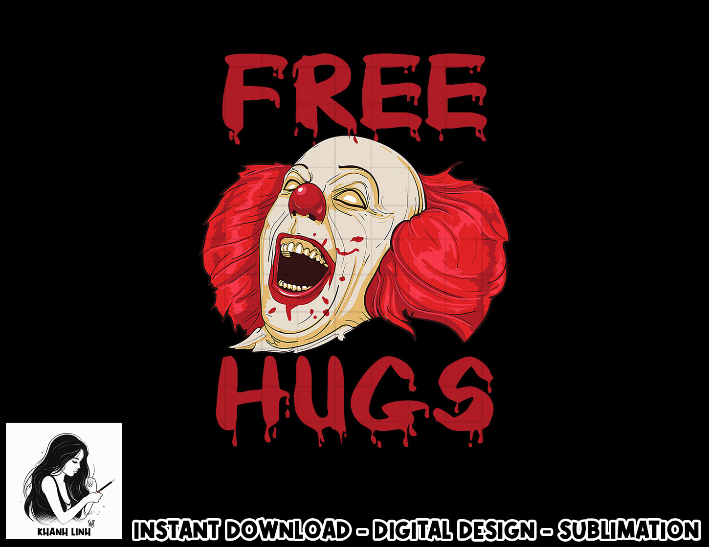 Free Hugs Halloween Evil Killer Scary Clown Horror Gift png, | Inspire ...