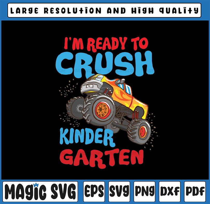 Back to School Boys First Day of Kindergarten Monster Truck | Inspire ...