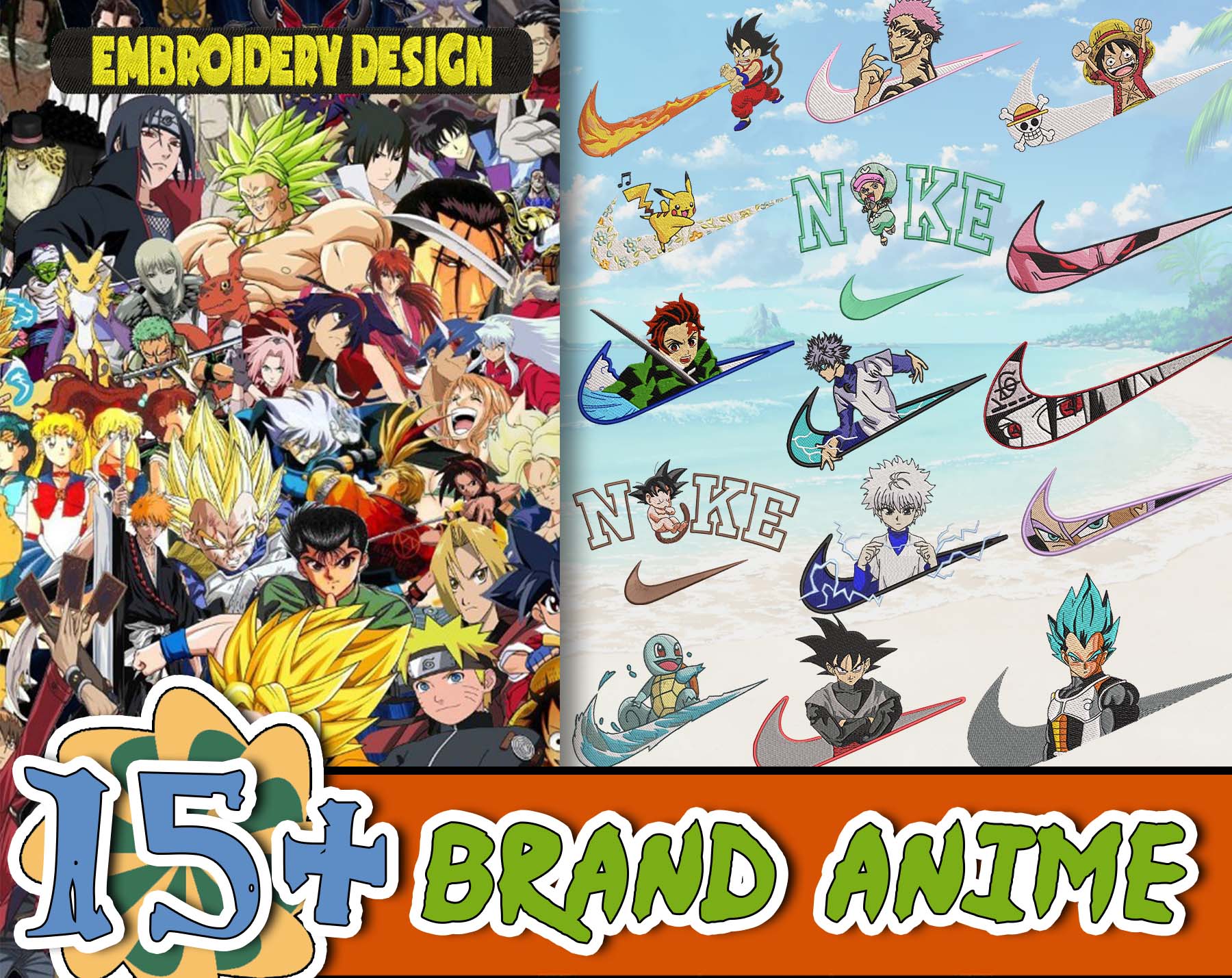 15 NIKE Anime Embroidery Bundle, Anime Embroidery Bundle Des - Inspire ...