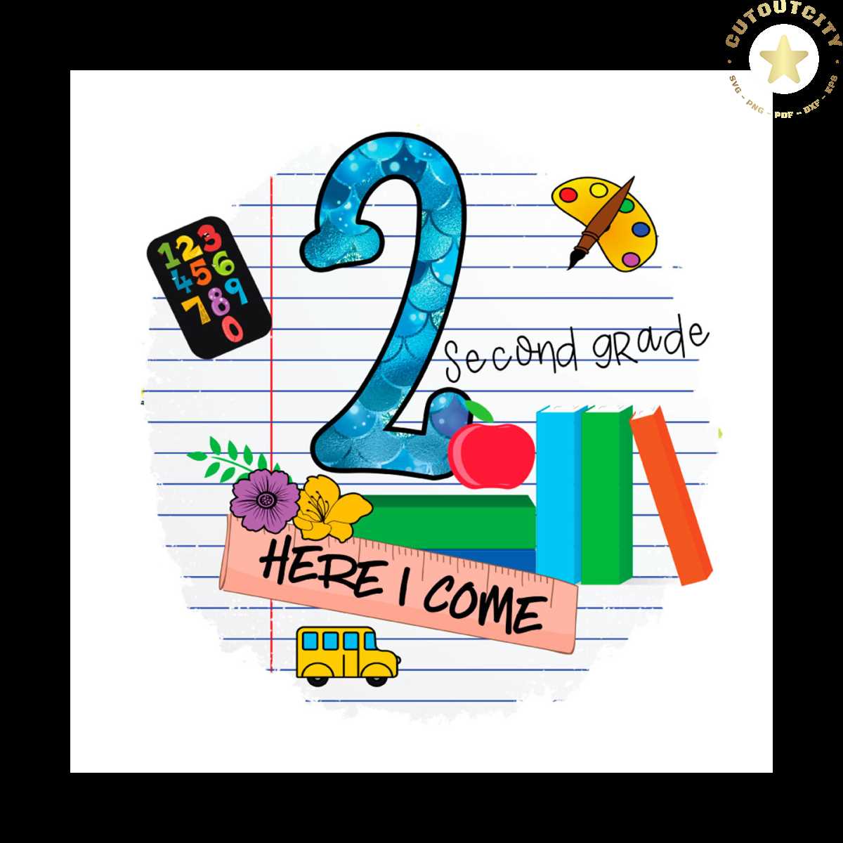 2 Second Grade Here I Come PNG Sublimation Designs | Inspire Uplift