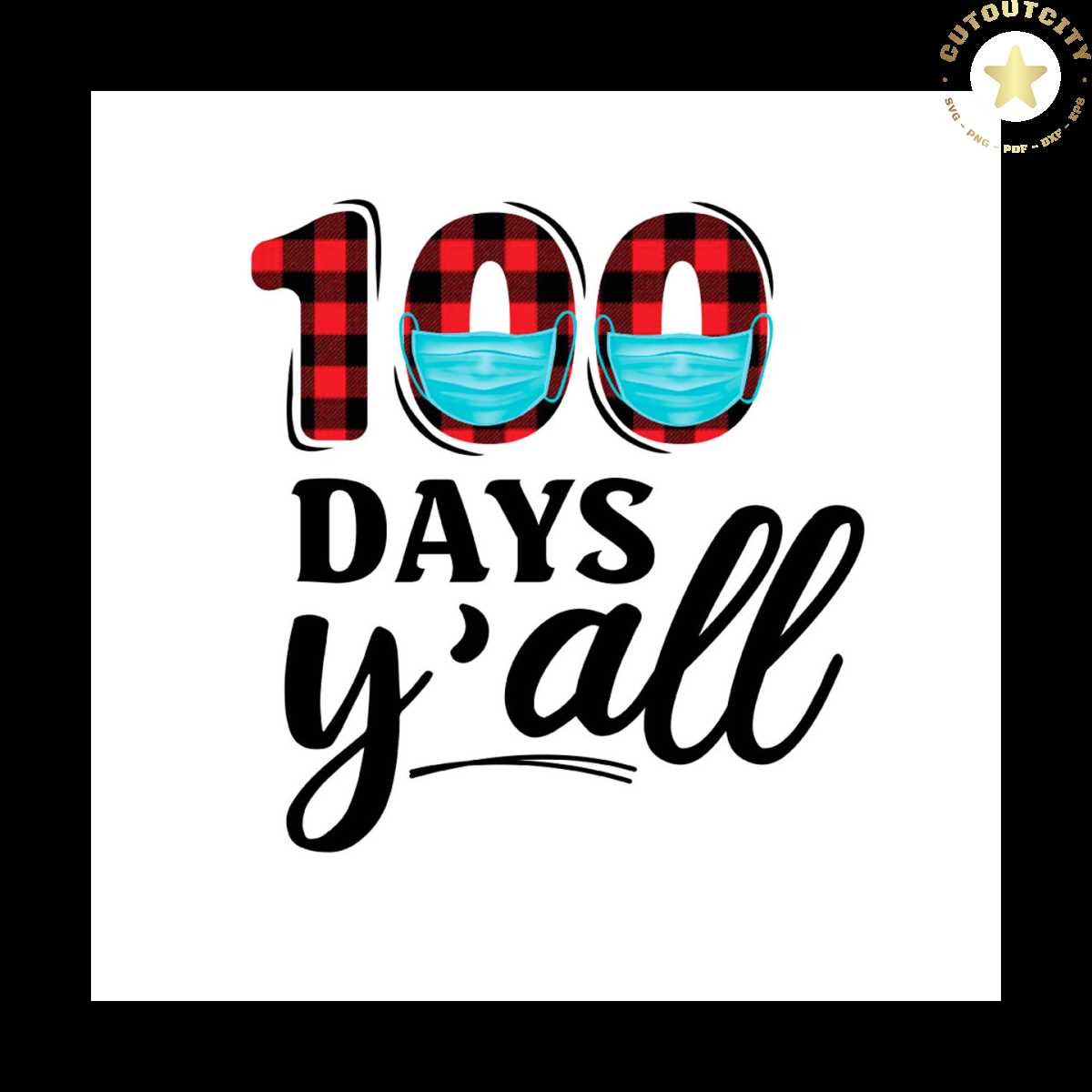 100 Days Y'all With Blue Couple Masks SVG PNG - Inspire Uplift