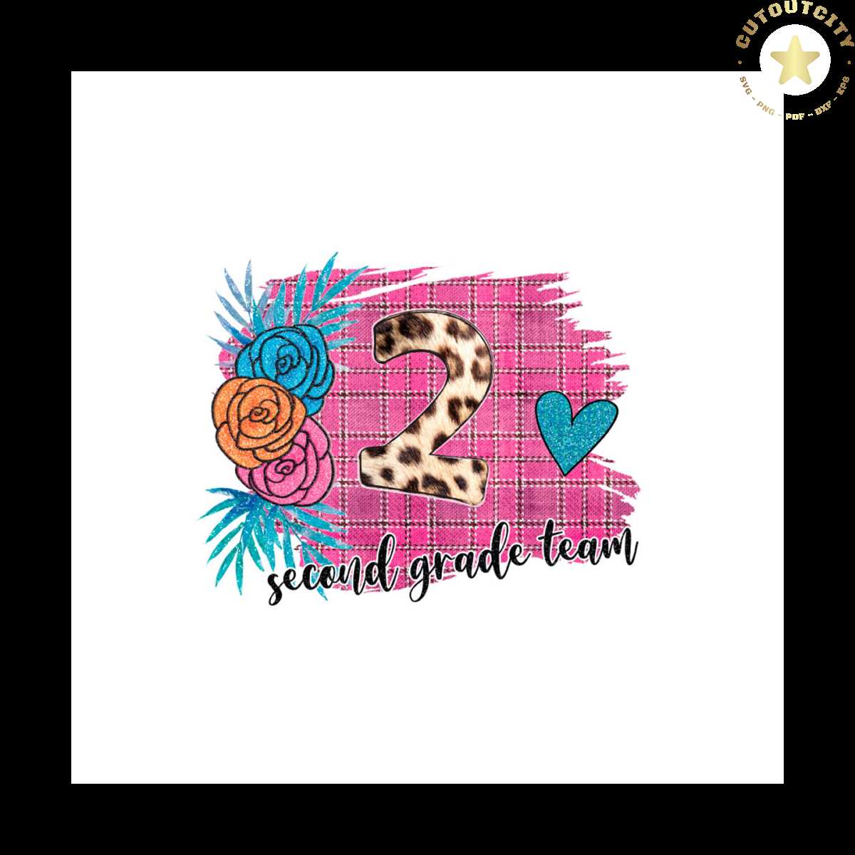 Second grade team PNG sublimation, 2 number leopard PNG | Inspire Uplift